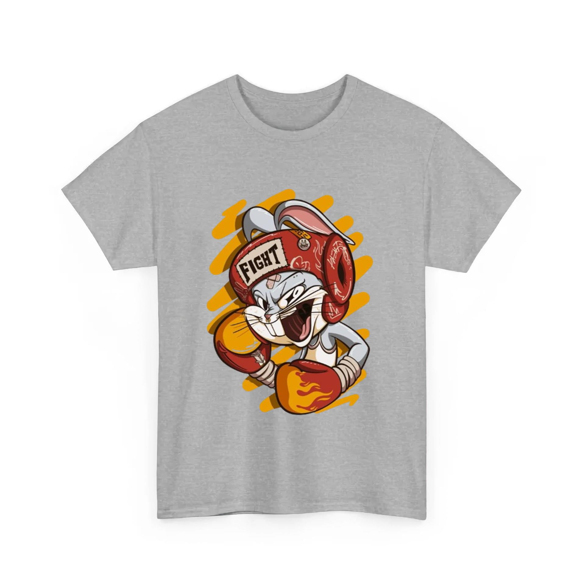 Battle-Ready Rabbit Shirt, Boxing Gloves Fighter Graphic Tee, Bold ...