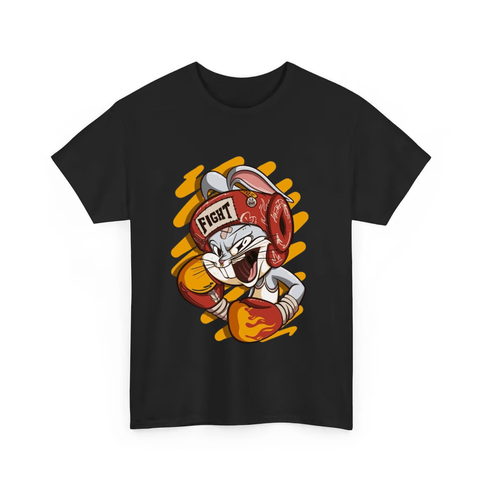 Battle-Ready Rabbit Shirt, Boxing Gloves Fighter Graphic Tee, Bold ...