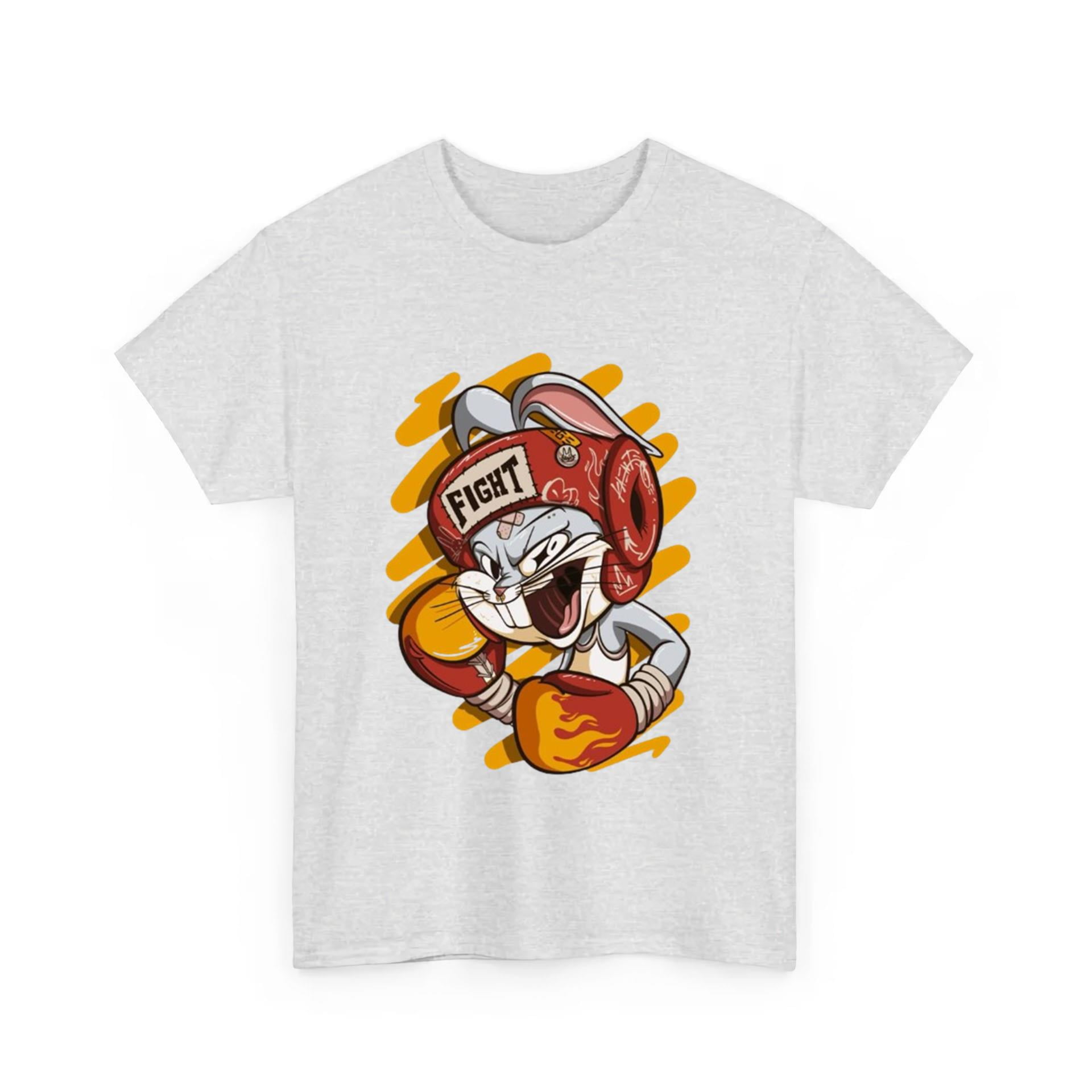 Battle-Ready Rabbit Shirt, Boxing Gloves Fighter Graphic Tee, Bold ...
