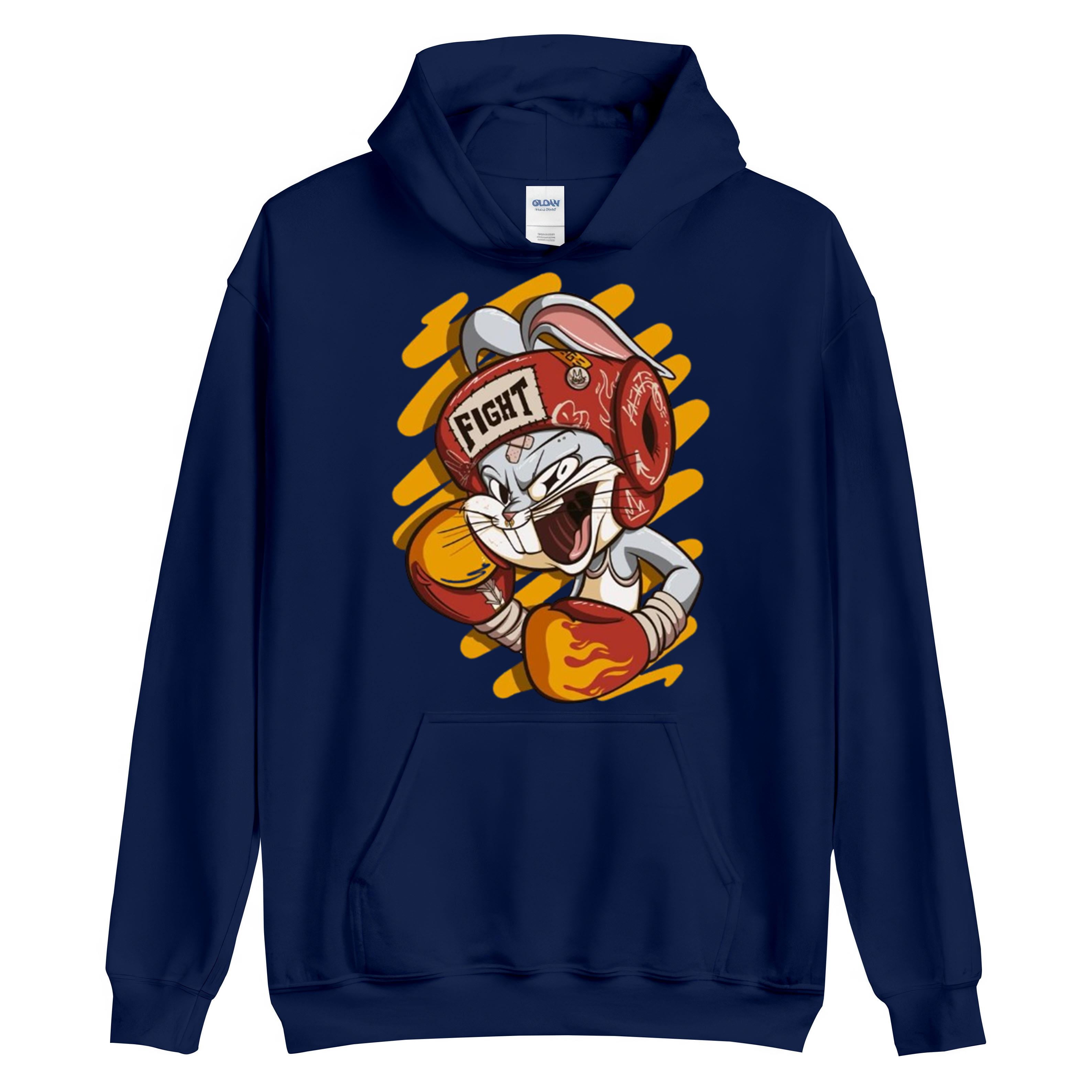 Battle-Ready Rabbit Shirt, Boxing Gloves Fighter Graphic Tee, Bold ...