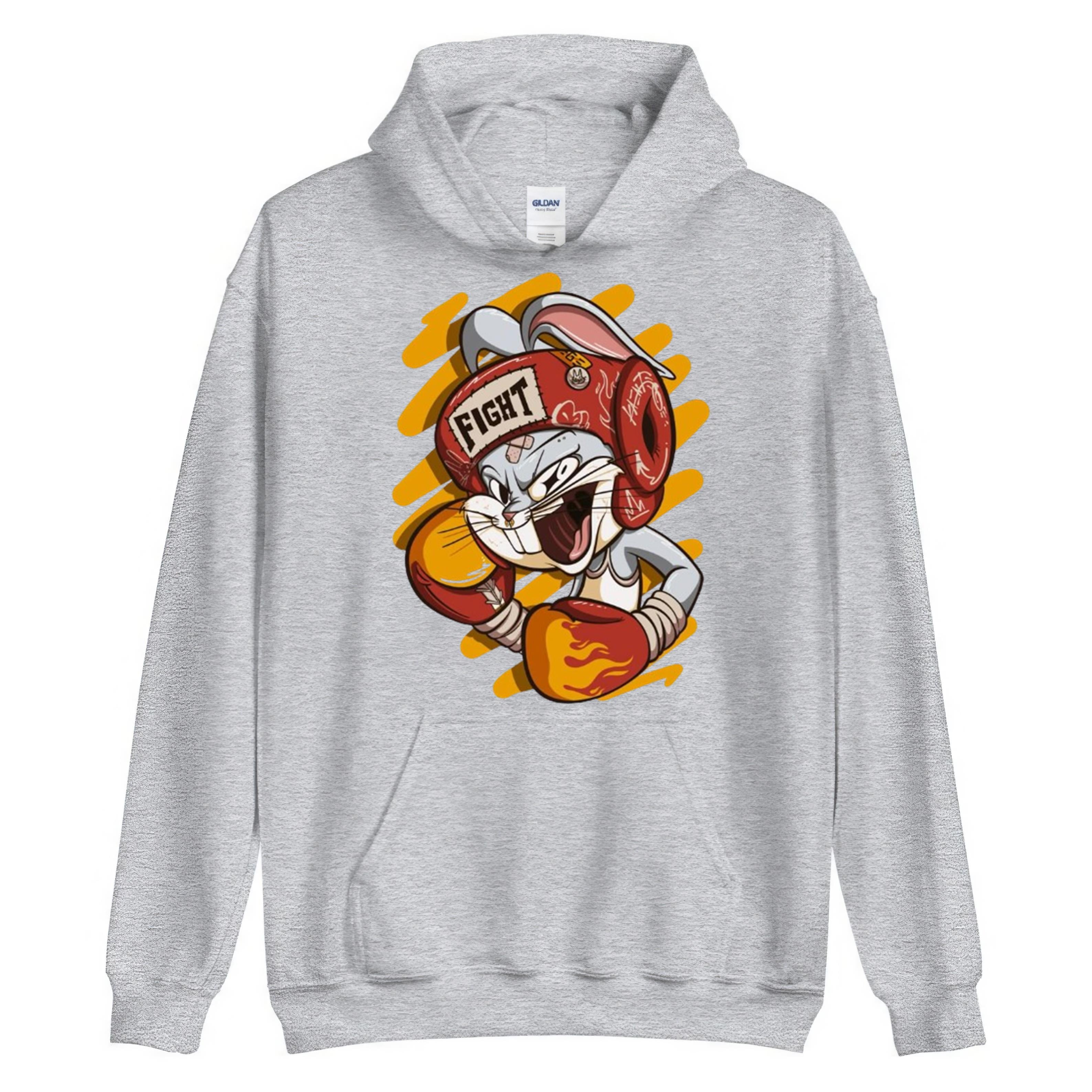 Battle-Ready Rabbit Shirt, Boxing Gloves Fighter Graphic Tee, Bold ...