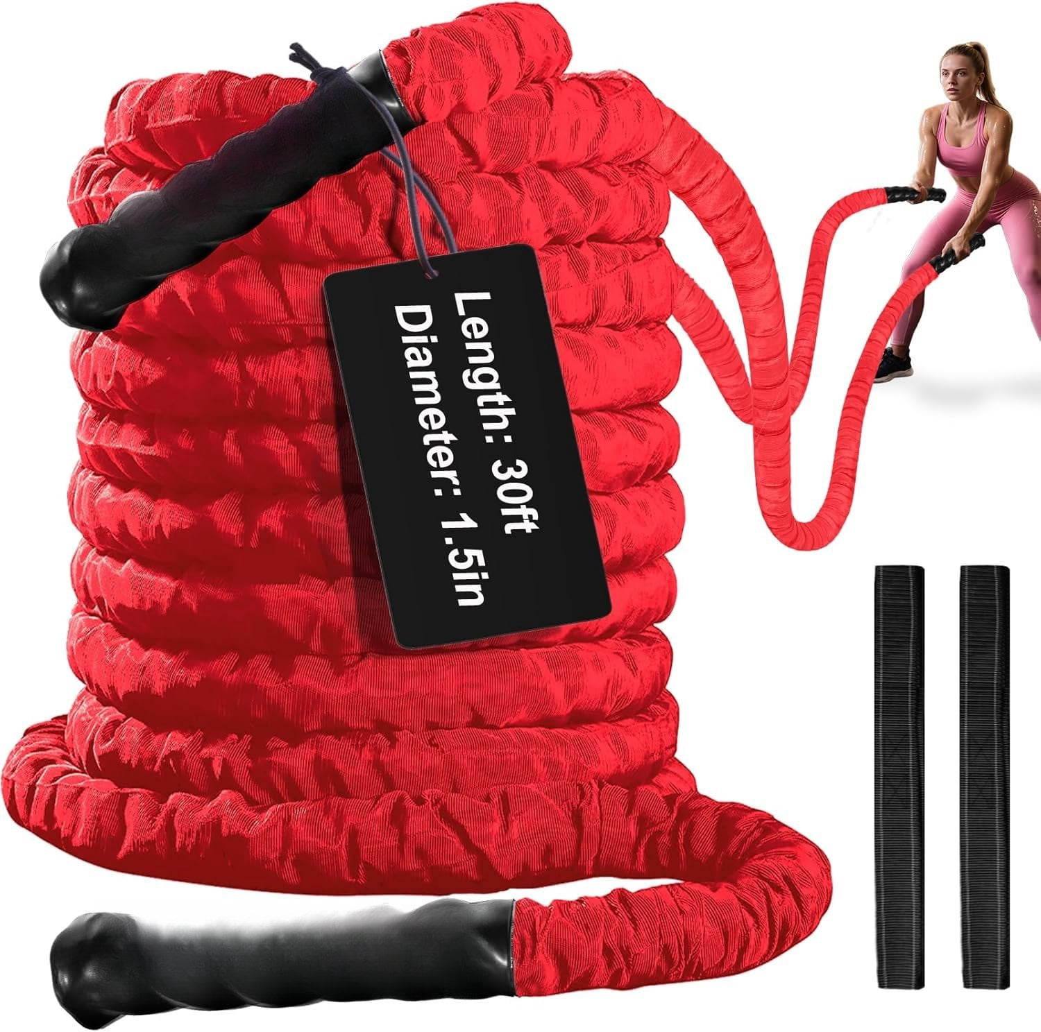 Battle Rope 1/1.26/1.5/2 Inch Diameter, 30FT/40FT/50FT Exercise Workout ...