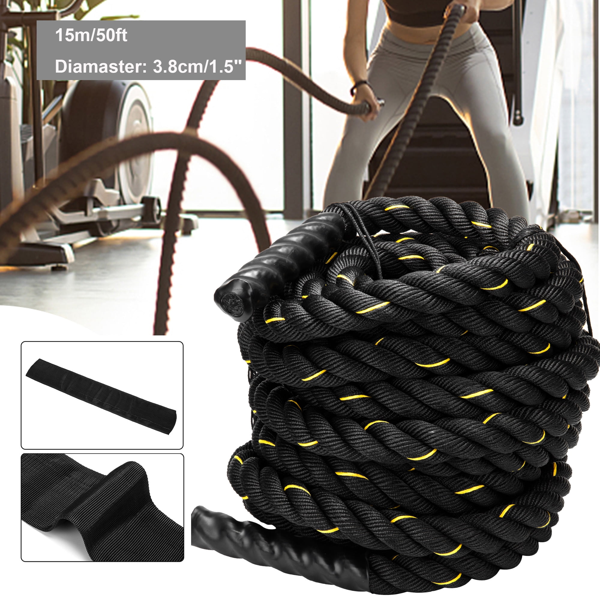 Battle Rope, 1.5" Width Exercise Training Rope Battle Rope 50ft Length ...