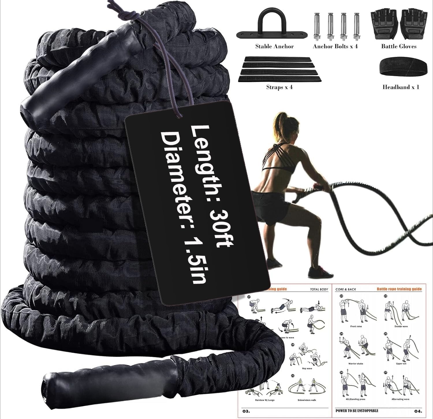 Battle Rope Battle Ropes for Exercise Workout Rope Exercise Rope Battle ...