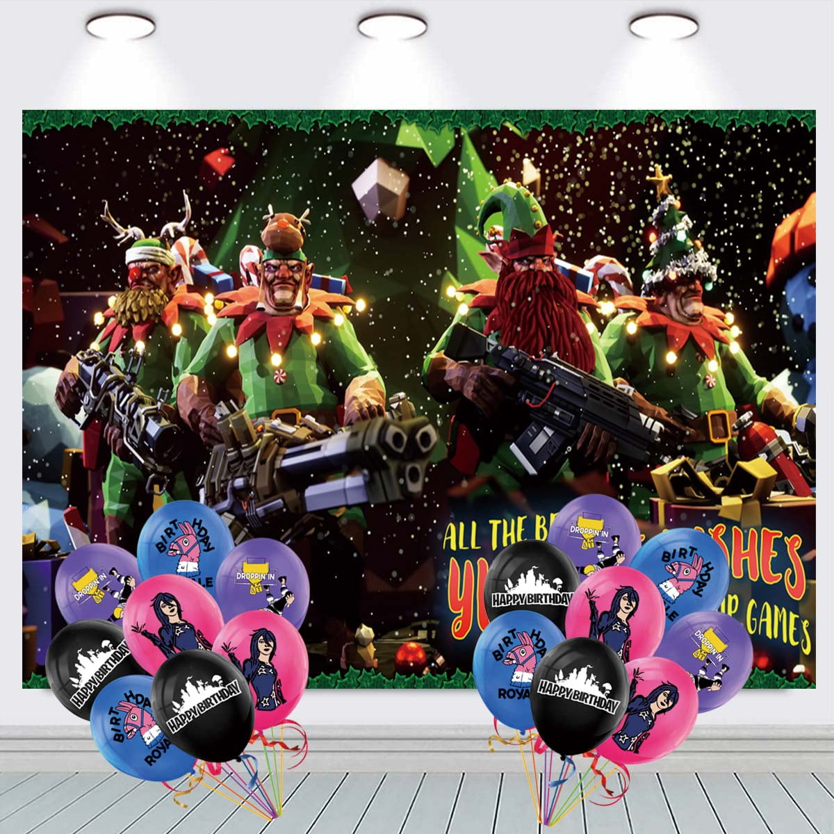 Battle Royale Fort Video Game Backdrop Banner Balloons Party ...