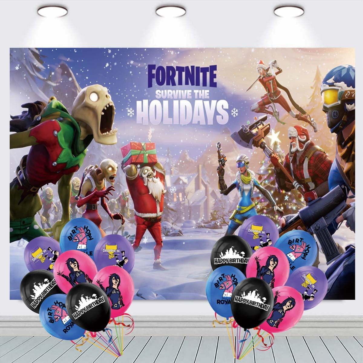 Battle Royale Fort Video Game Balloons Taspestry Backdrop Banner Wall ...