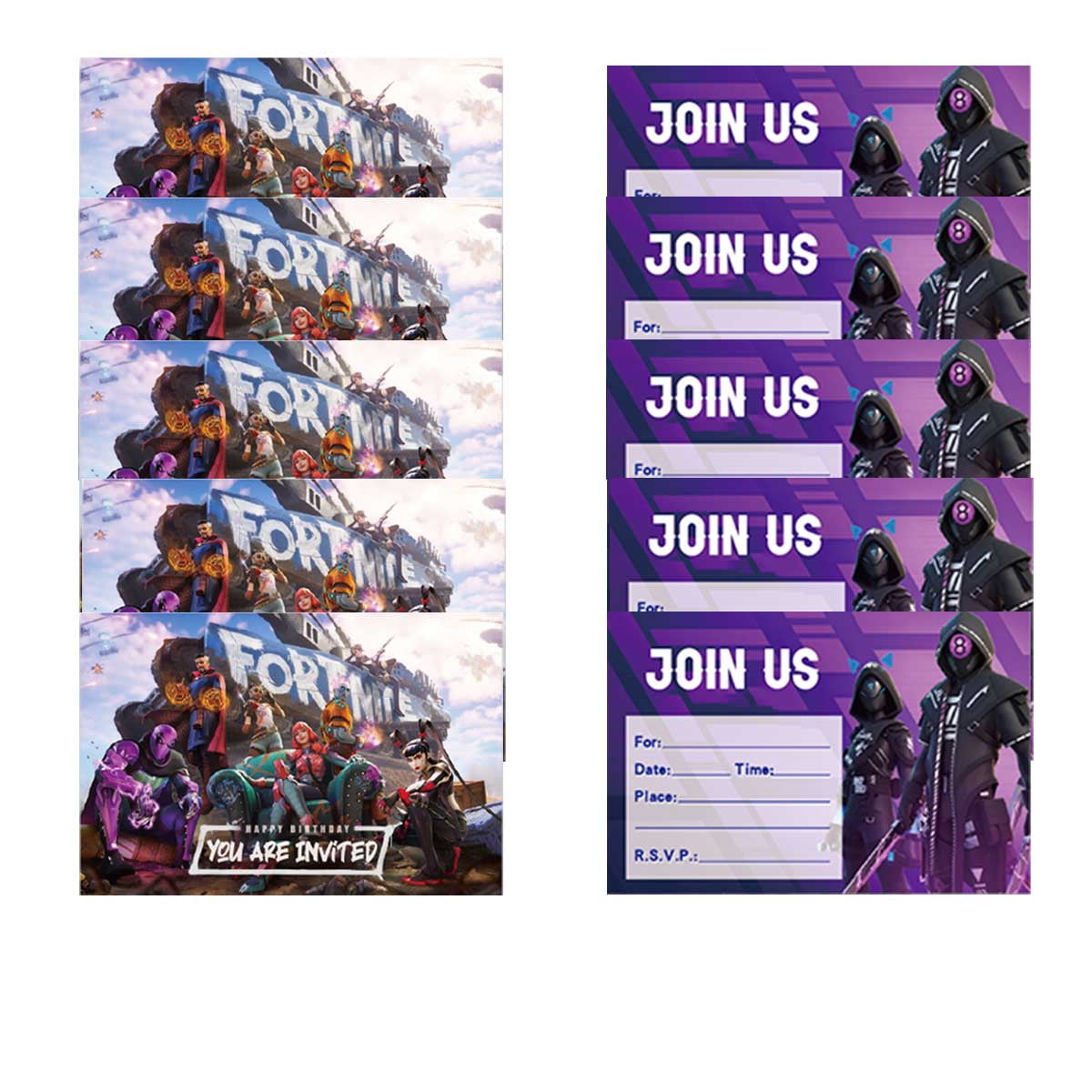 Battle Royale Fort Video Game Invitations Cards Stock Bulk Birthday ...
