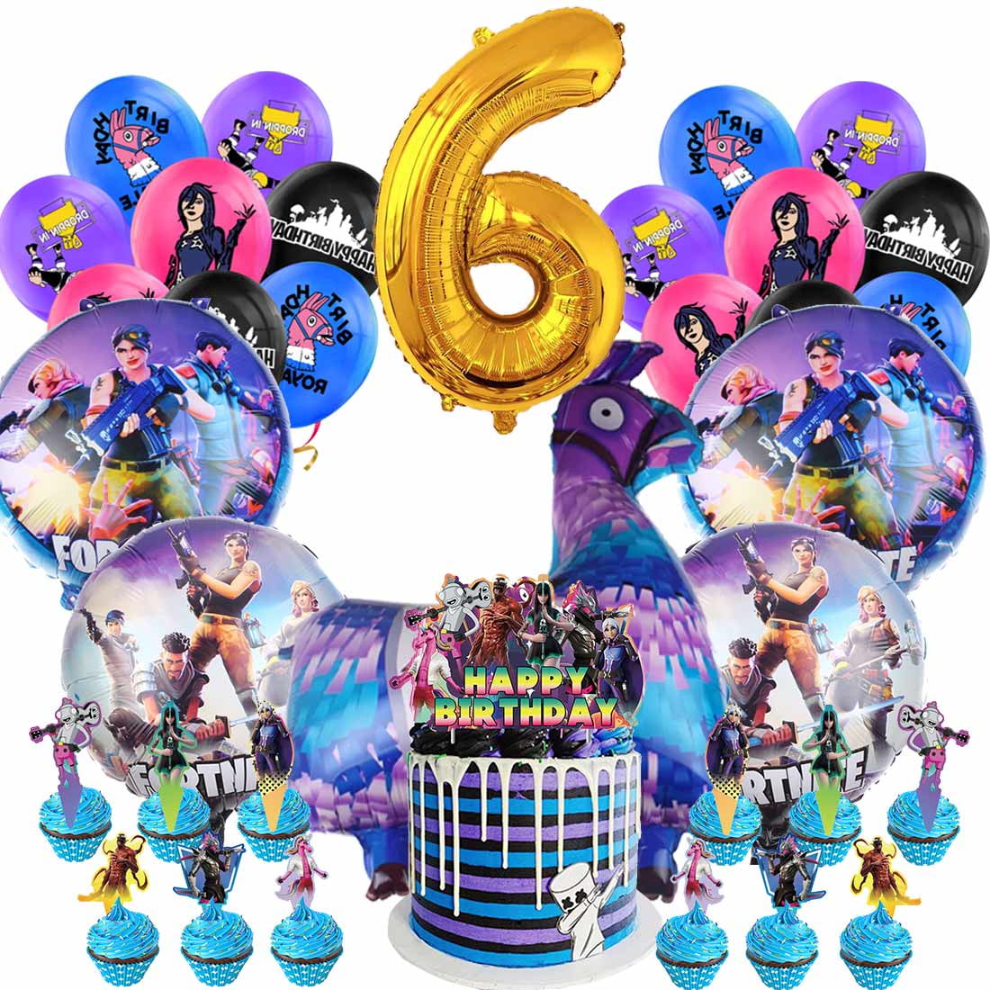 Battle Royale Fort Video Game Party Supplies 6th Decor Kit Balloons ...