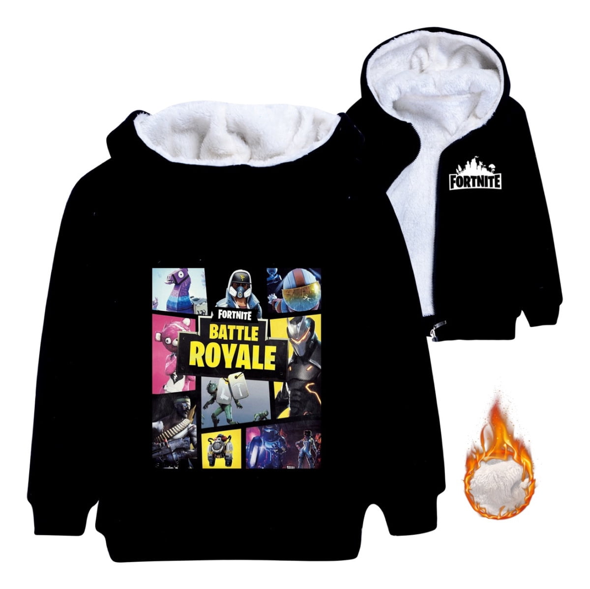 Battle Royale Themed Kids Winter Hoodie Coat - Thick Warm Zip-Up Jacket ...