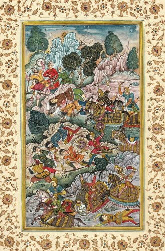 Battle Scene from The Akbarnama - Watercolor Painting on Paper - Artist ...