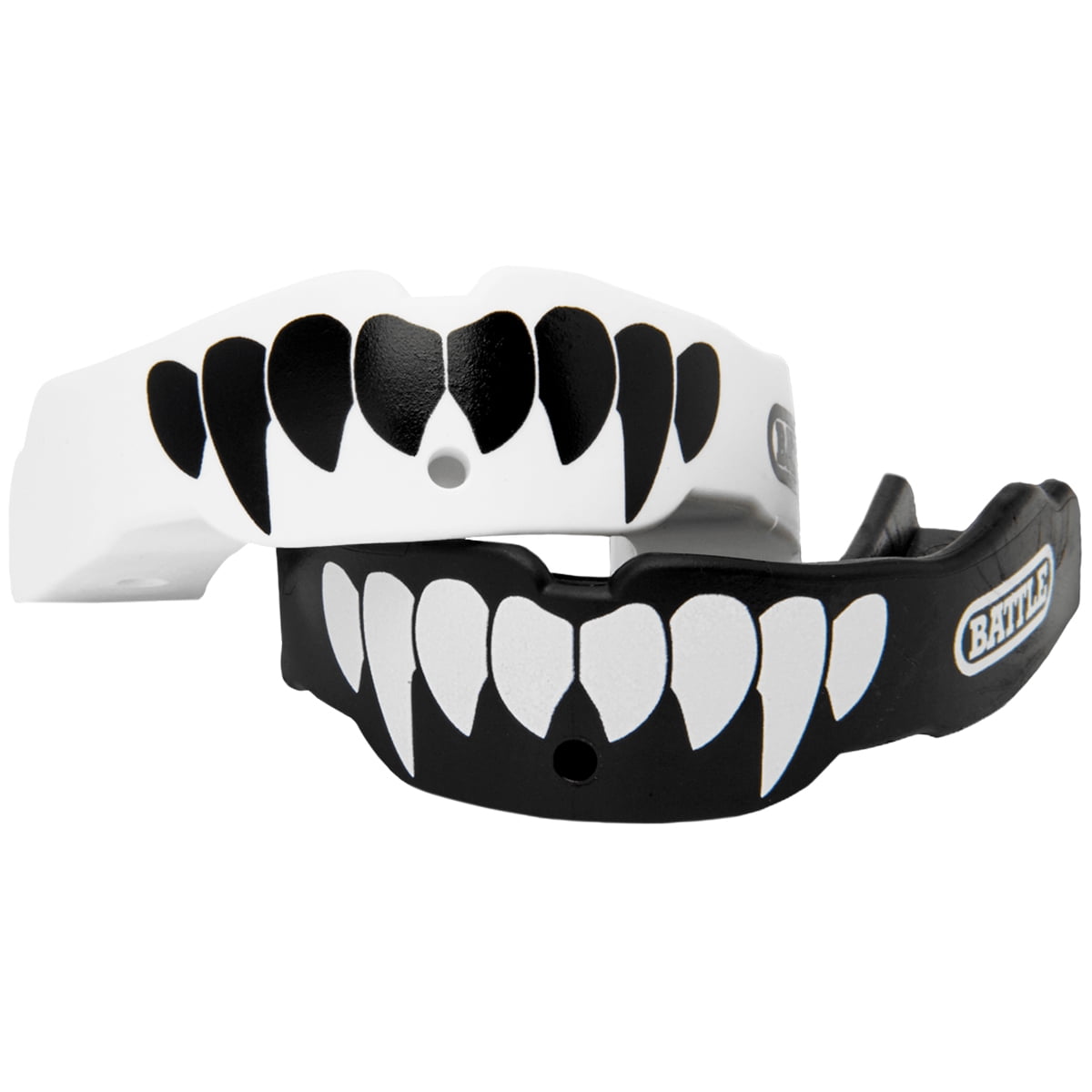 Battle Sports Adult Fang Mouthguard 2-Pack with Straps -Black/White ...