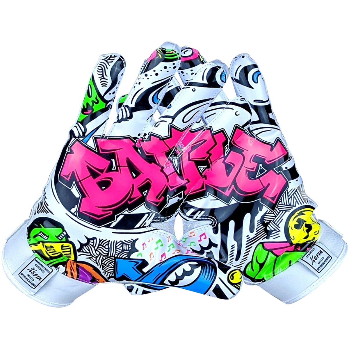 Battle Sports Adult Graffiti Triple Threat Football Gloves - Large ...