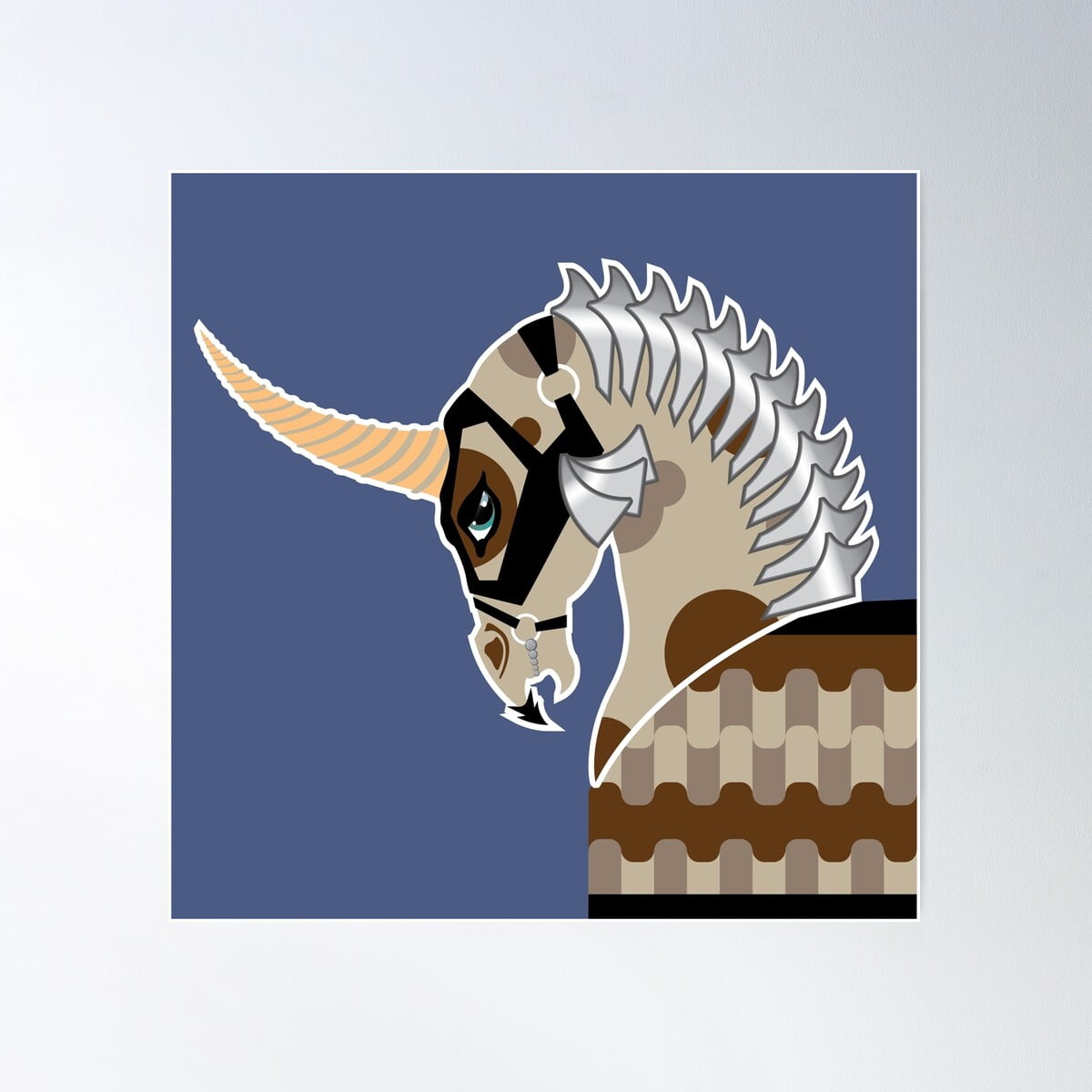 Battle Unicorn Vector Illustration Poster Wall Art, Modern Wall Decor ...