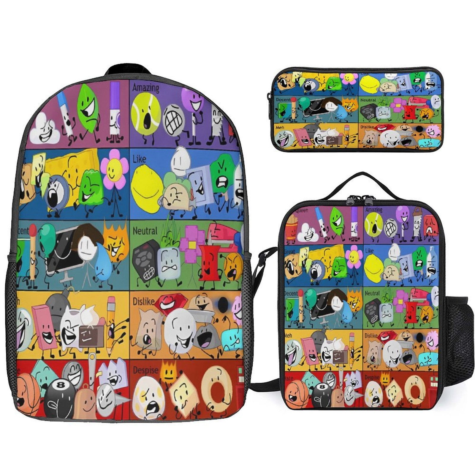 Battle for Dream Island BFDI 3 Piece Backpack Set with Lunch Bag Pencil ...