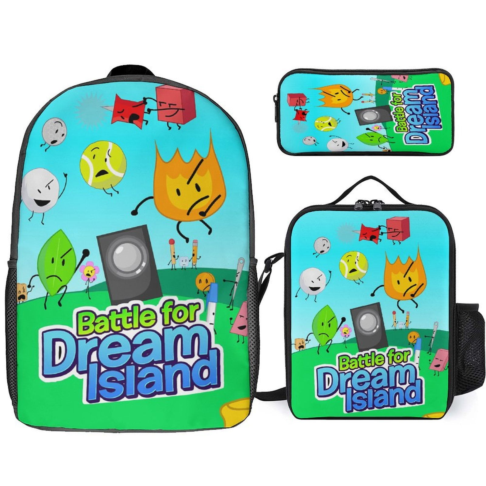 Battle for Dream Island BFDI 3 Piece Backpack Set with Lunch Bag Pencil ...