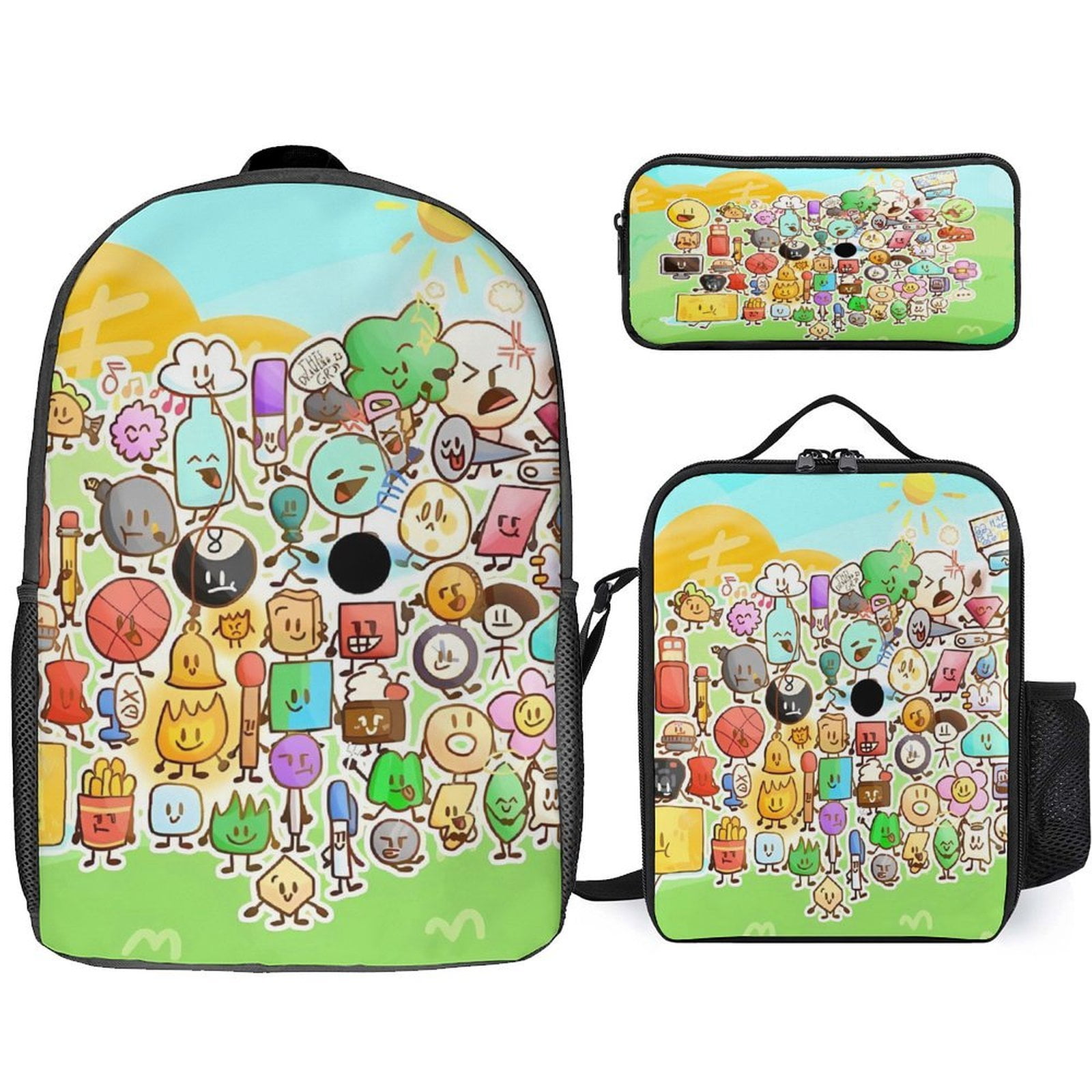 Battle for Dream Island BFDI 3 Piece Backpack Set with Lunch Bag Pencil ...