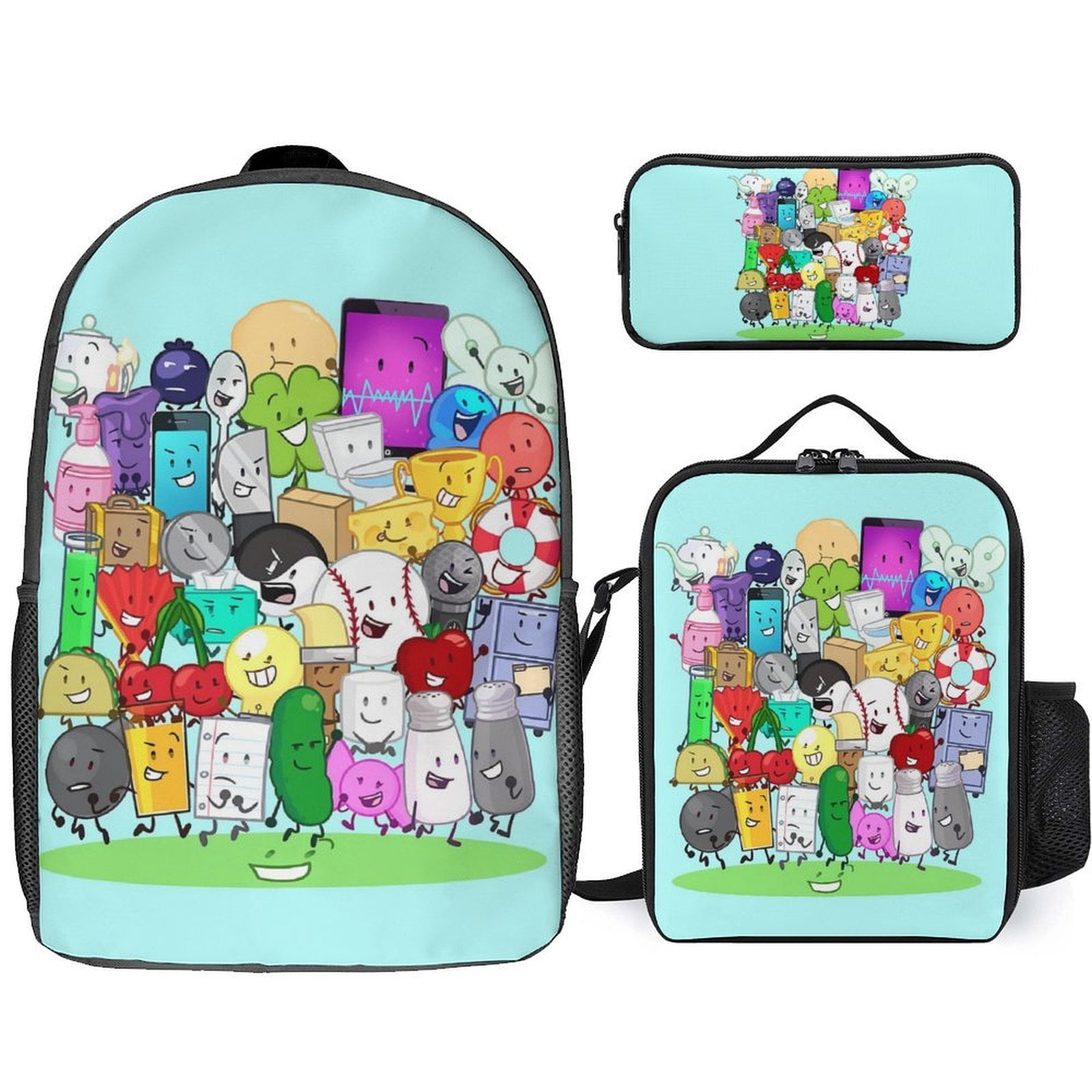Battle for Dream Island BFDI 3 Piece Backpack Set with Lunch Bag Pencil ...