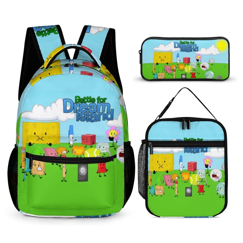 Battle for Dream Island BFDI 3PCS Casual Backpack Set Bookbag + Pencil ...
