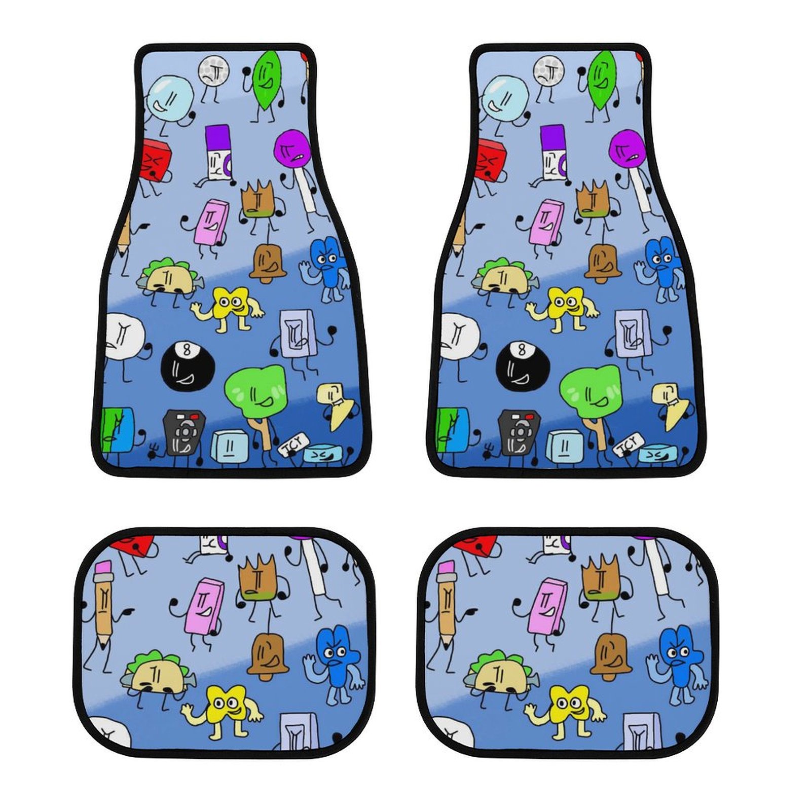 Battle for Dream Island BFDI 4 Pcs Car Floor Mats Universal Fit Floor ...