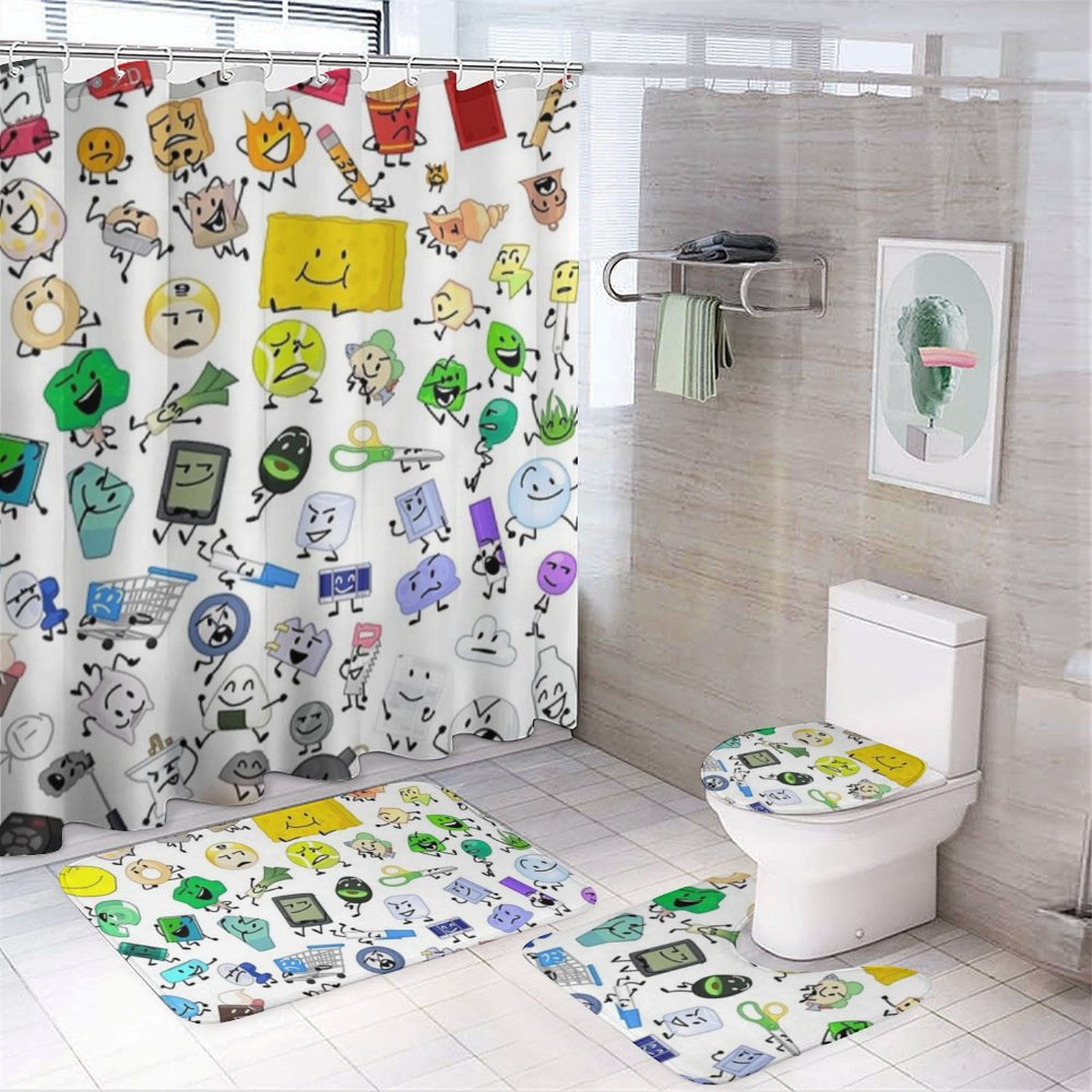 Battle for Dream Island BFDI 4PCS Bathroom Sets Shower Curtain Sets ...