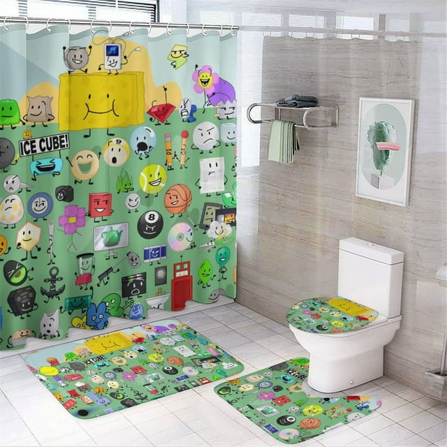 Battle for Dream Island BFDI 4PCS Bathroom Sets Shower Curtain Sets ...