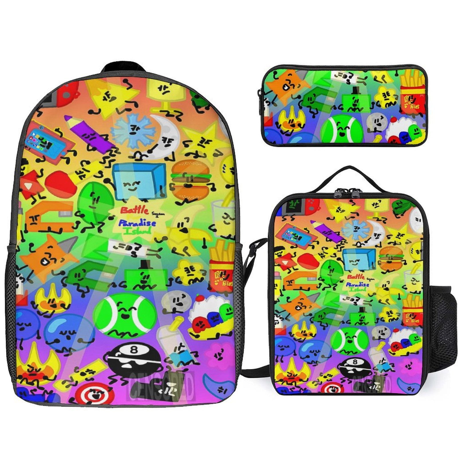 Battle for Dream Island BFDI Backpack Set, 3 Piece Backpack Set With ...