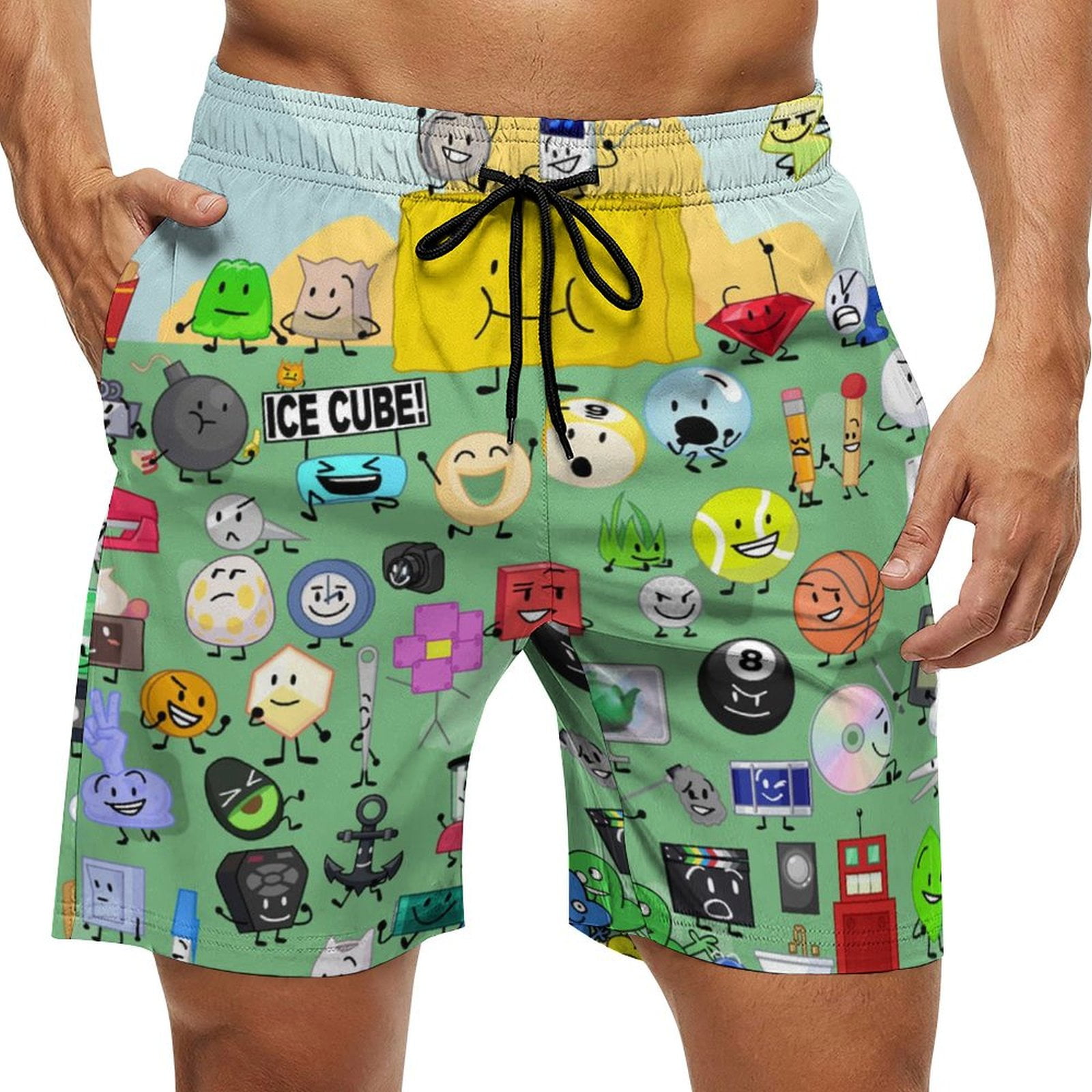 Battle for Dream Island BFDI Mens Board Shorts Quick Dry Swim Trunk ...