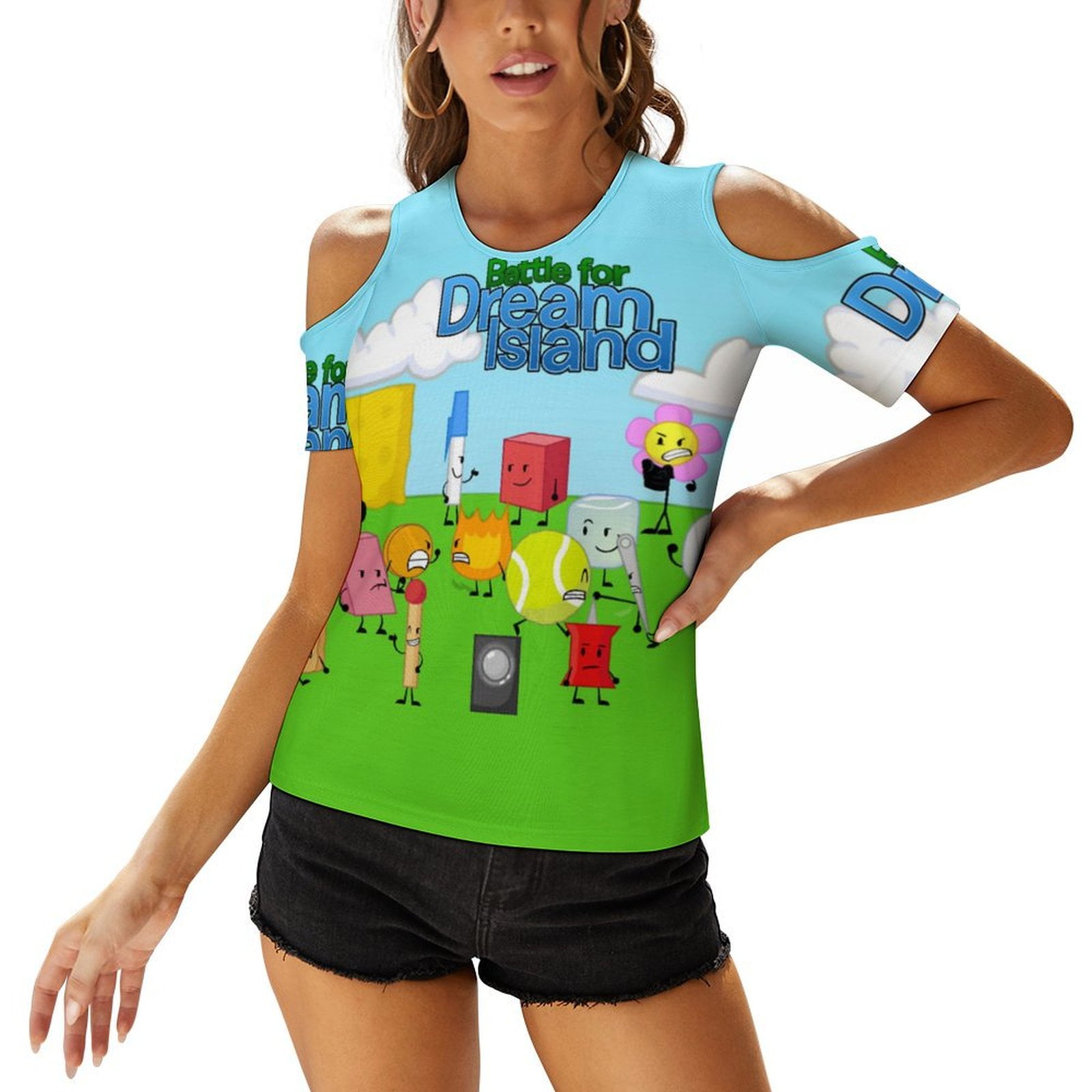 Battle for Dream Island BFDI Women's Fashion T-Shirt Off-Shoulder ...