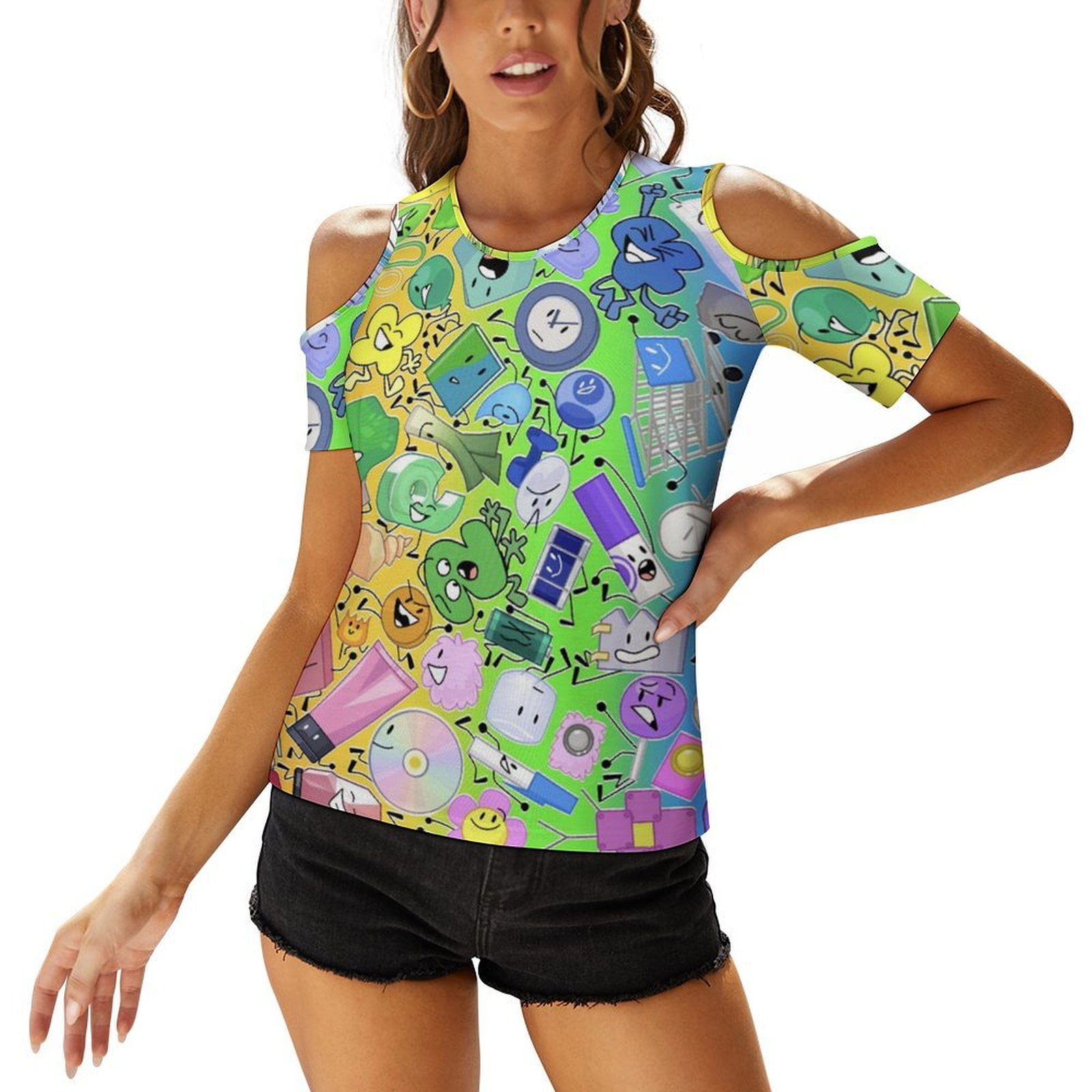 Battle for Dream Island BFDI Women's Fashion T-Shirt Off-Shoulder ...