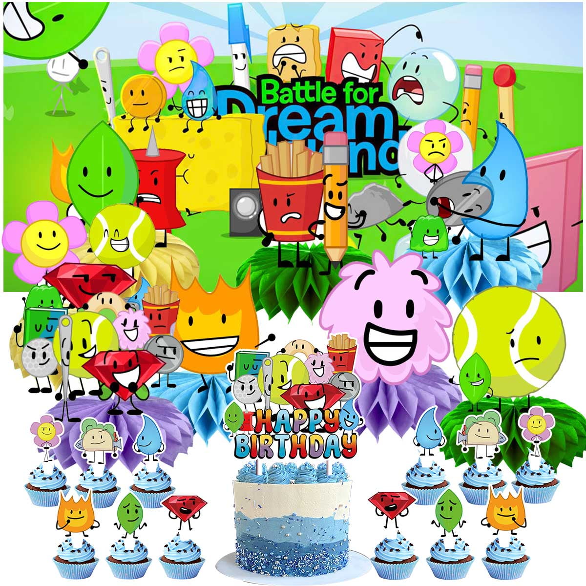 Battle for Dream Island Party Decorations Decor Supplies Honeycomb ...