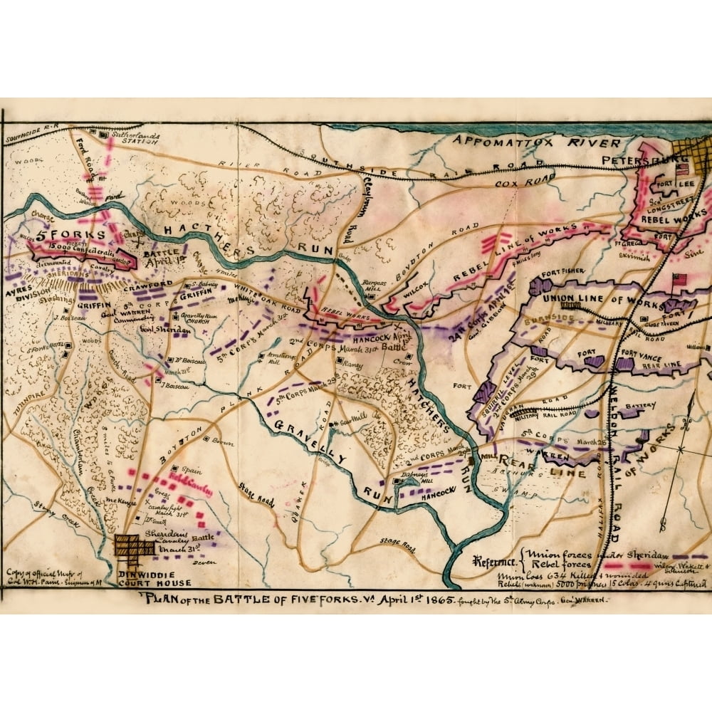 Battle of Five Forks Va. April 1st 1865 Poster Print by Robert Knox ...