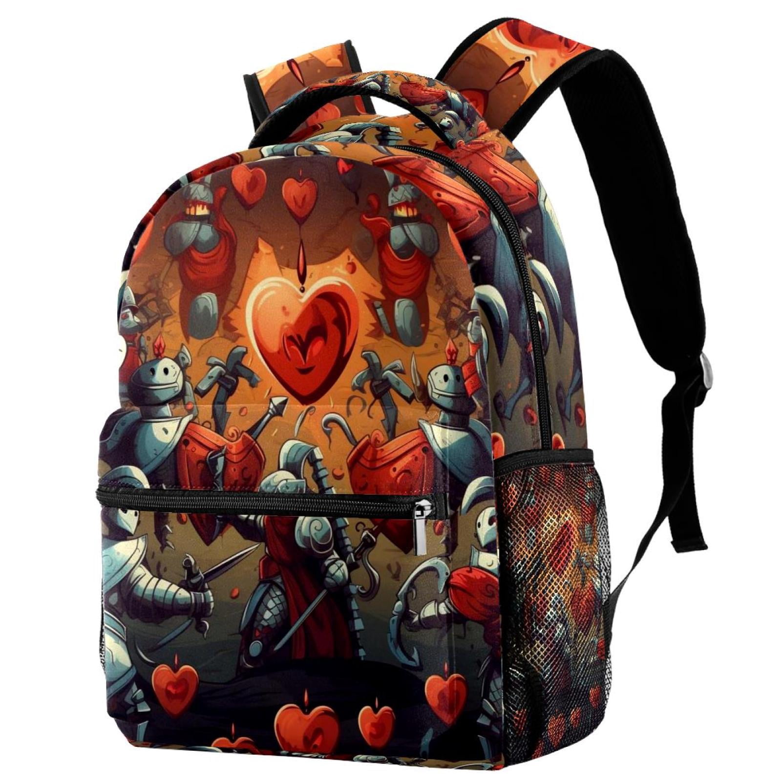 Battle with Hearts Pattern Lightweight Backpacks Roomy Interior, Casual ...