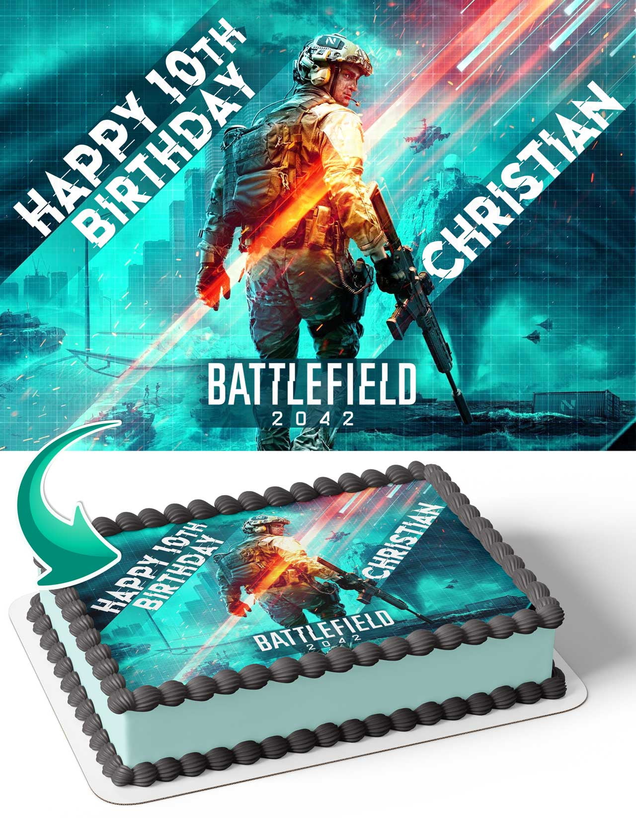 Battlefield 2042 Gamer Edible Image Cake Topper Personalized Birthday ...