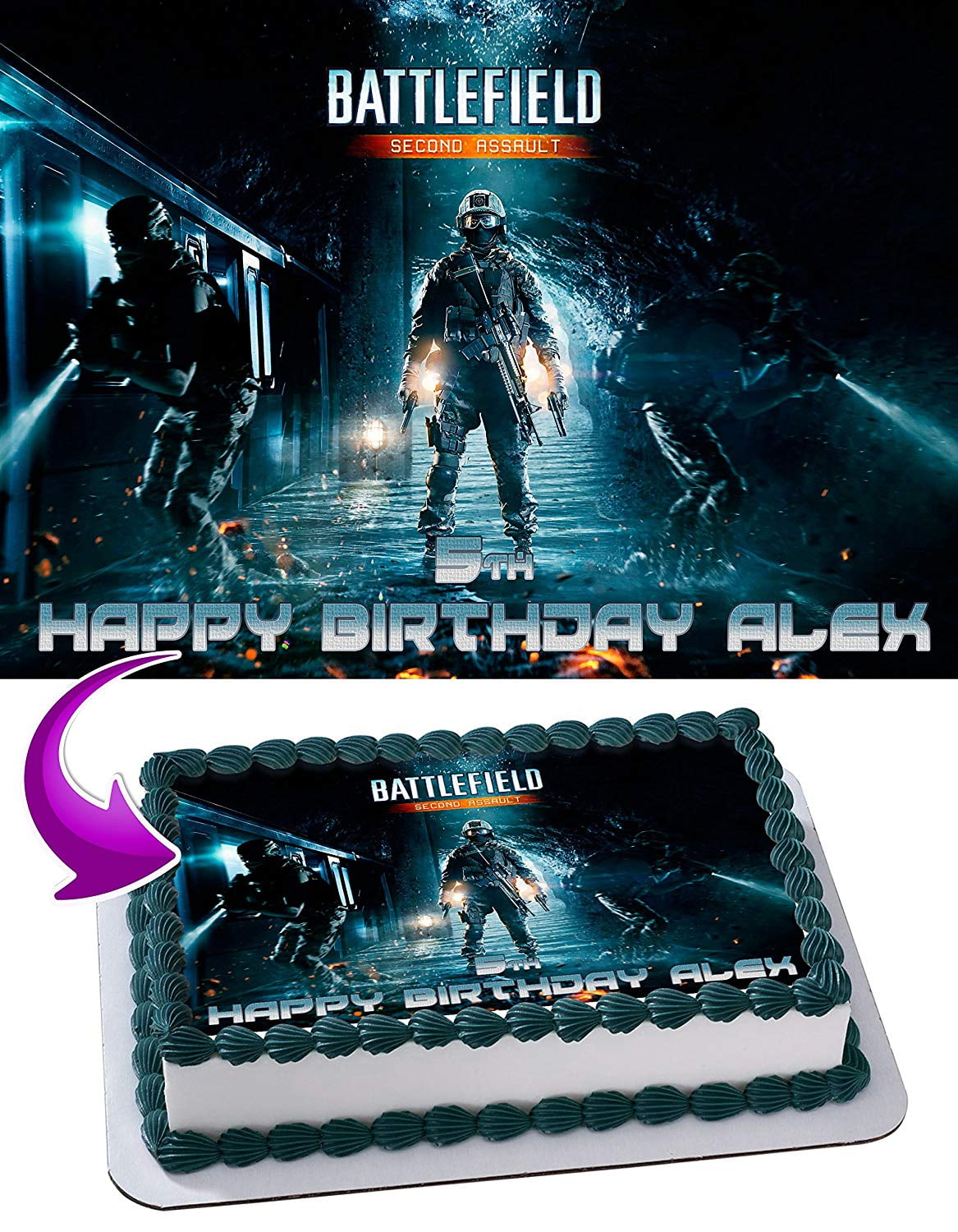 Battlefield Edible Cake Image Topper Personalized Picture 1/4 Sheet (8 ...