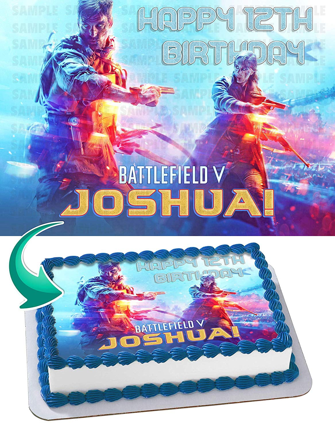Battlefield V Edible Cake Image Topper Personalized Birthday Party 1/4 ...