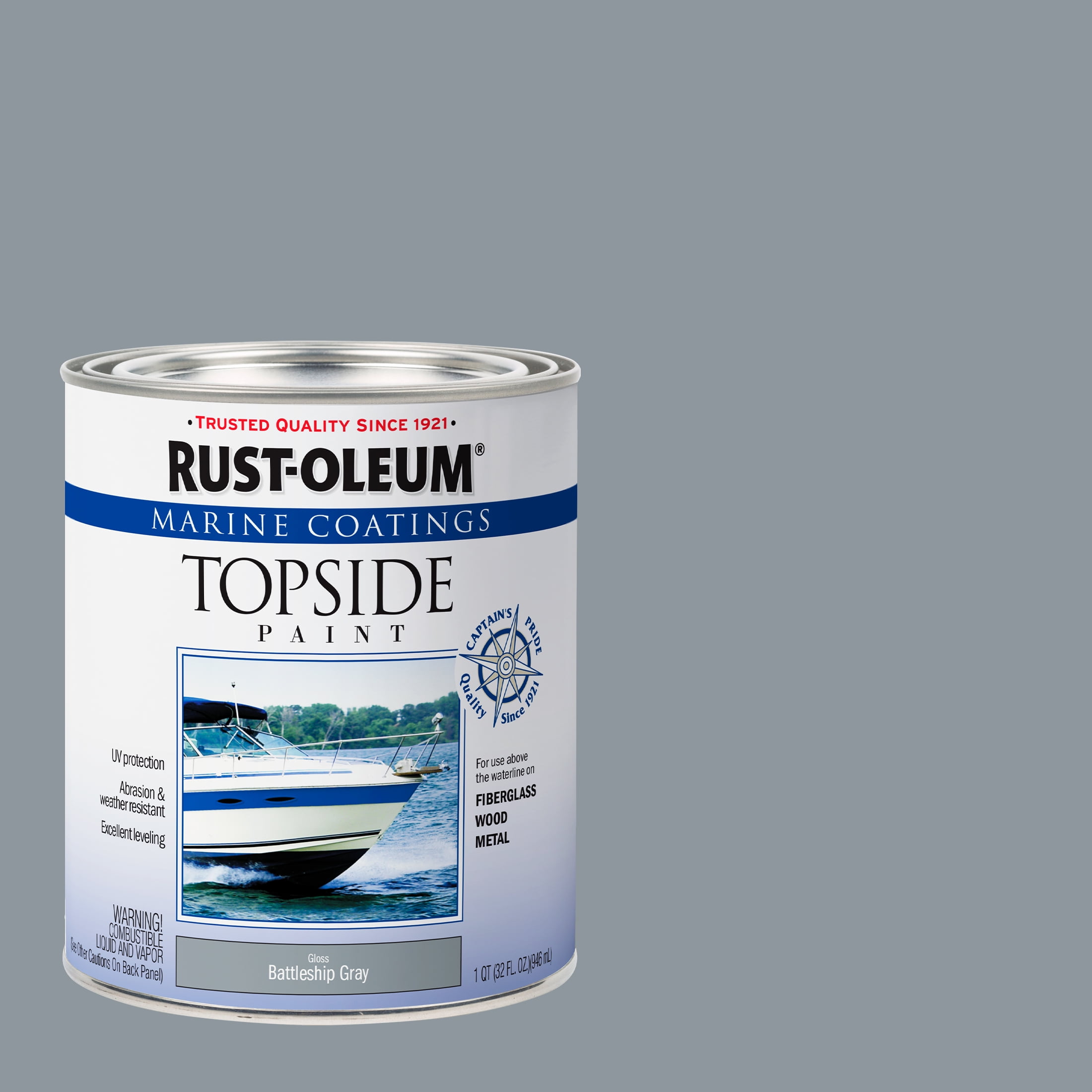 Battleship Gray, Rust-Oleum Marine Gloss Topside Paint- 207005, Quart ...