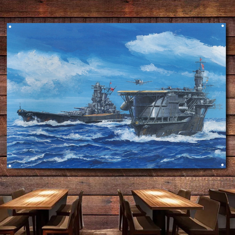 Battleship Yamato Aircraft Carrier Akagi Wall Art Banners Hanging Flags Wall Chart Warship ...