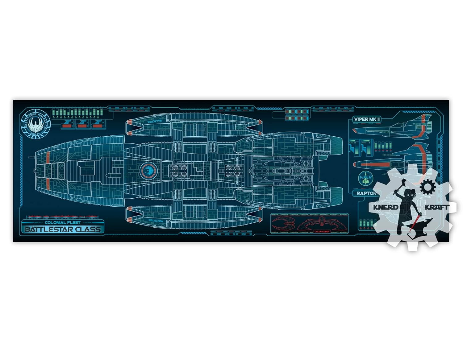 Battlestar Galactica - Battlestar Class Starship - 36x11.75 inch Print ...