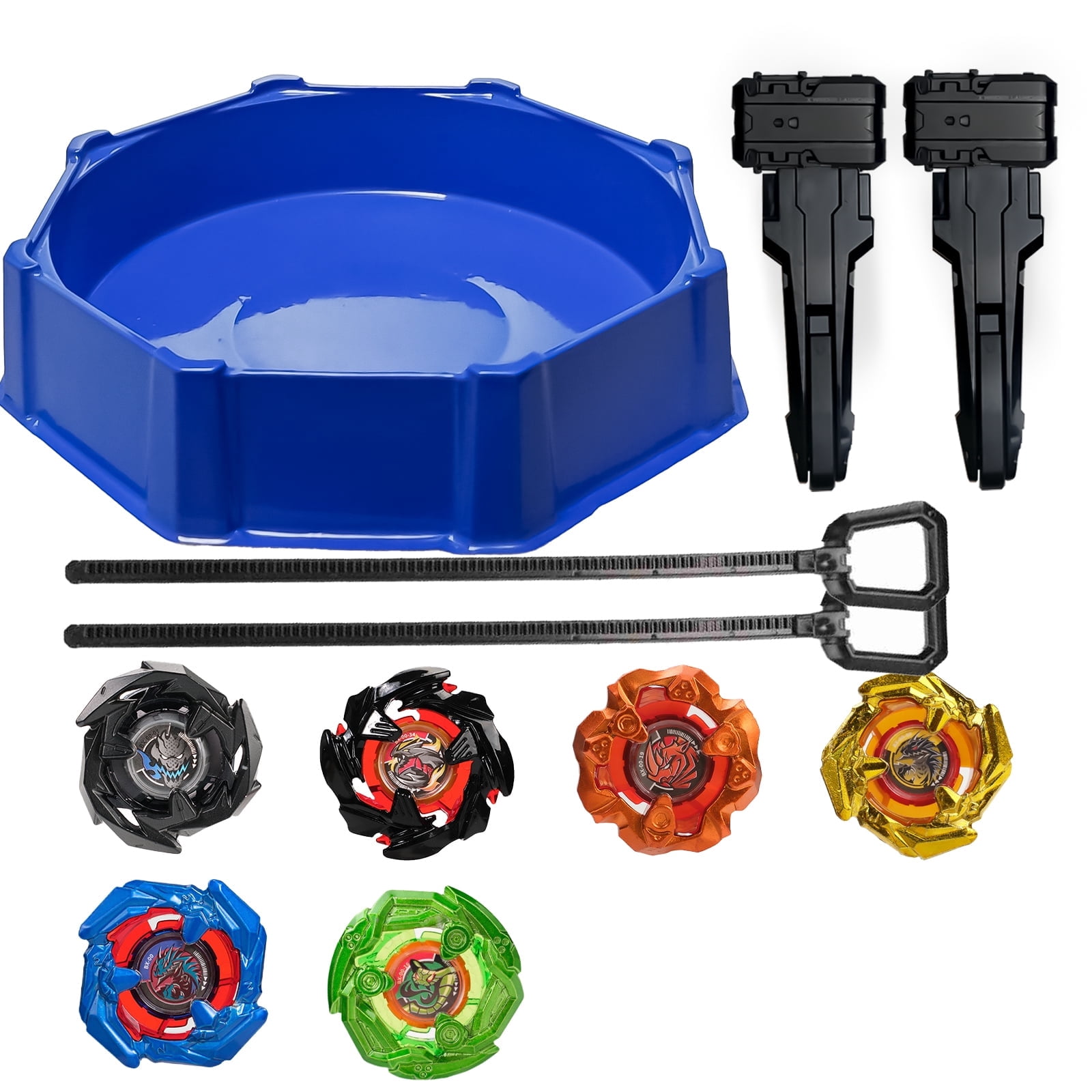 Battling Top Burst Toy Set, 6 Battling Tops 2 Launchers and 1 Stadium ...