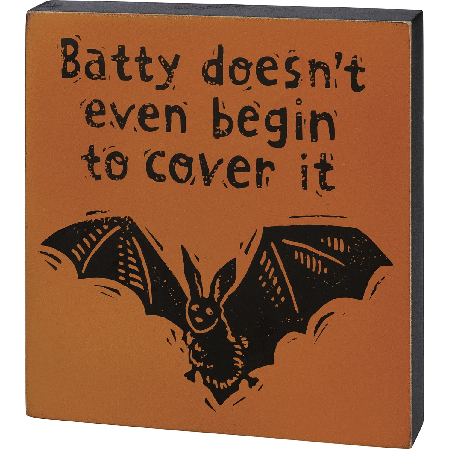Batty Doesnt Even Cover It Bat Orange Halloween Chunky Tier Tray Wood ...