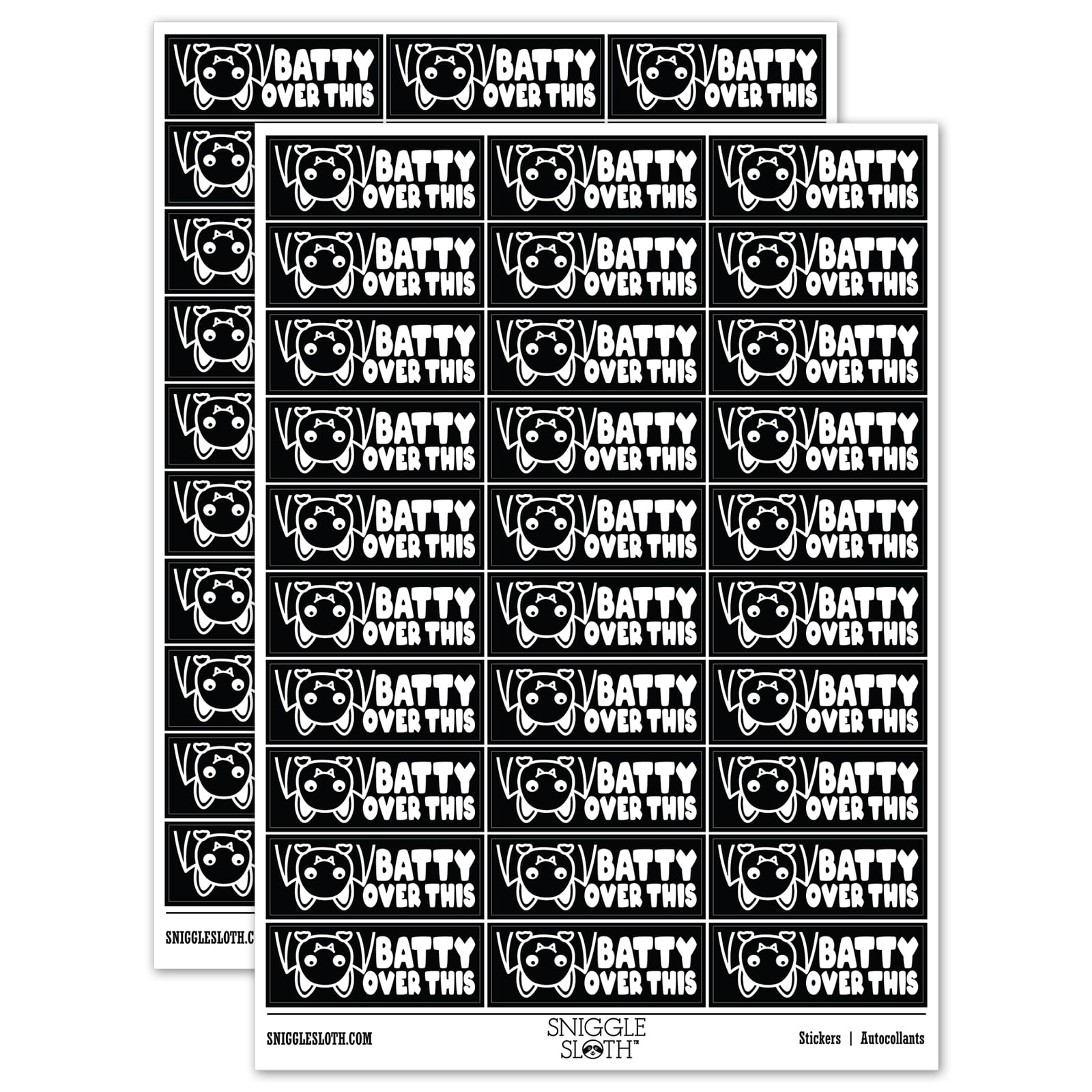 Batty Over This Bat Teacher Student School Sticker Set - Black - Gloss ...