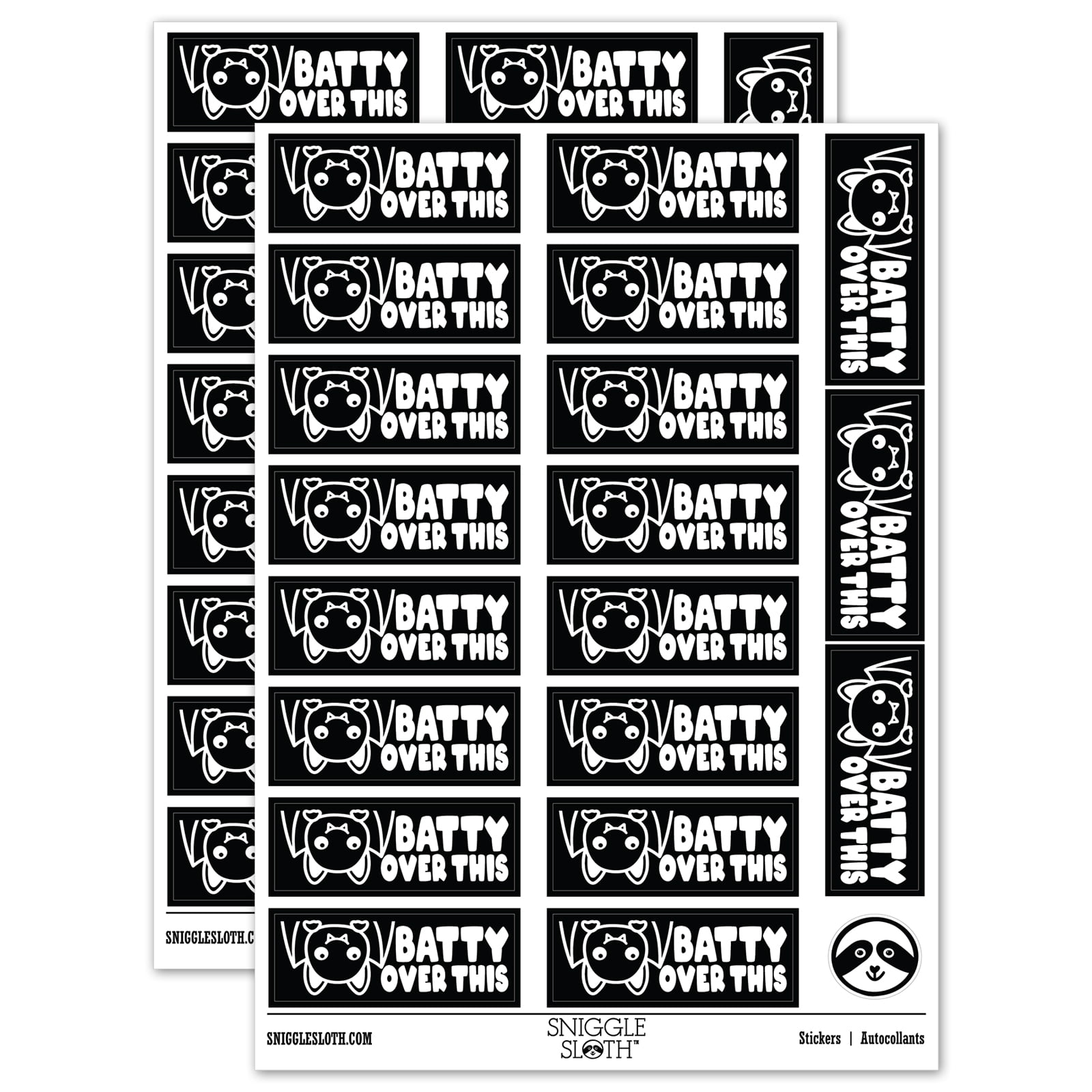 Batty Over This Bat Teacher Student School Sticker Set - Black - Matte ...