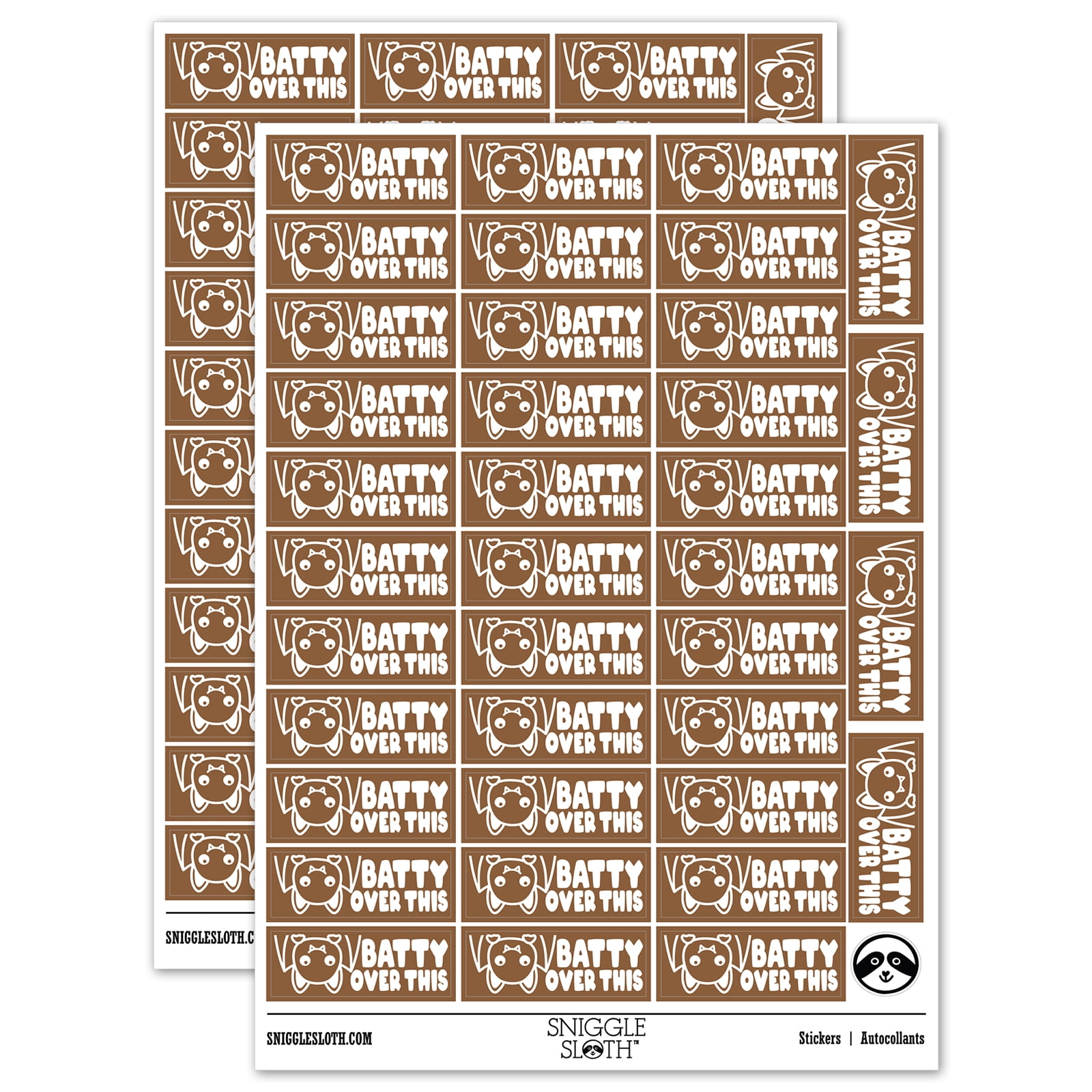 Batty Over This Bat Teacher Student School Sticker Set - Brown - Gloss ...