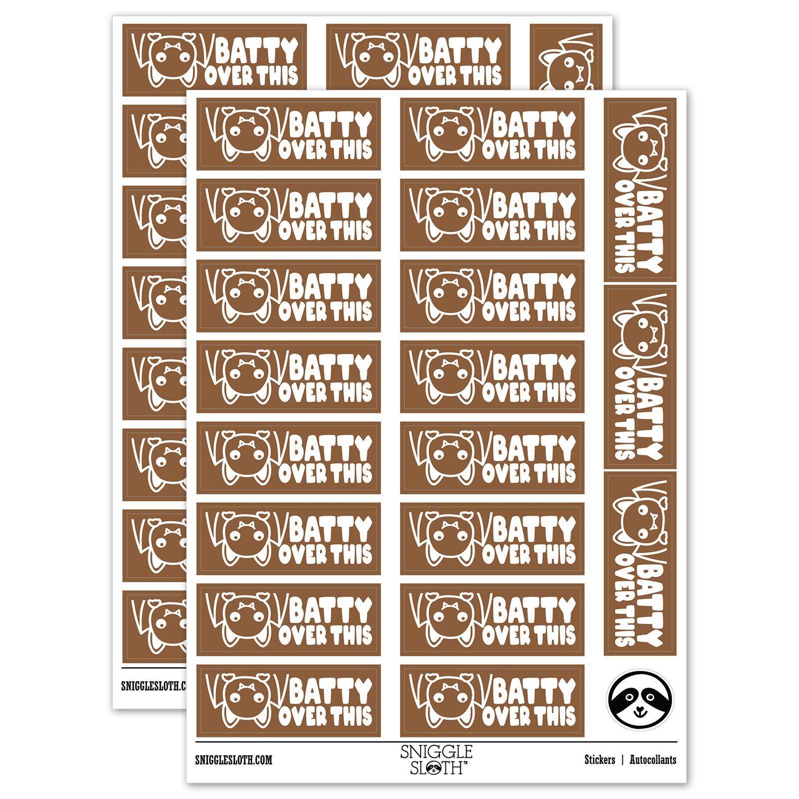 Batty Over This Bat Teacher Student School Sticker Set - Brown - Matte ...