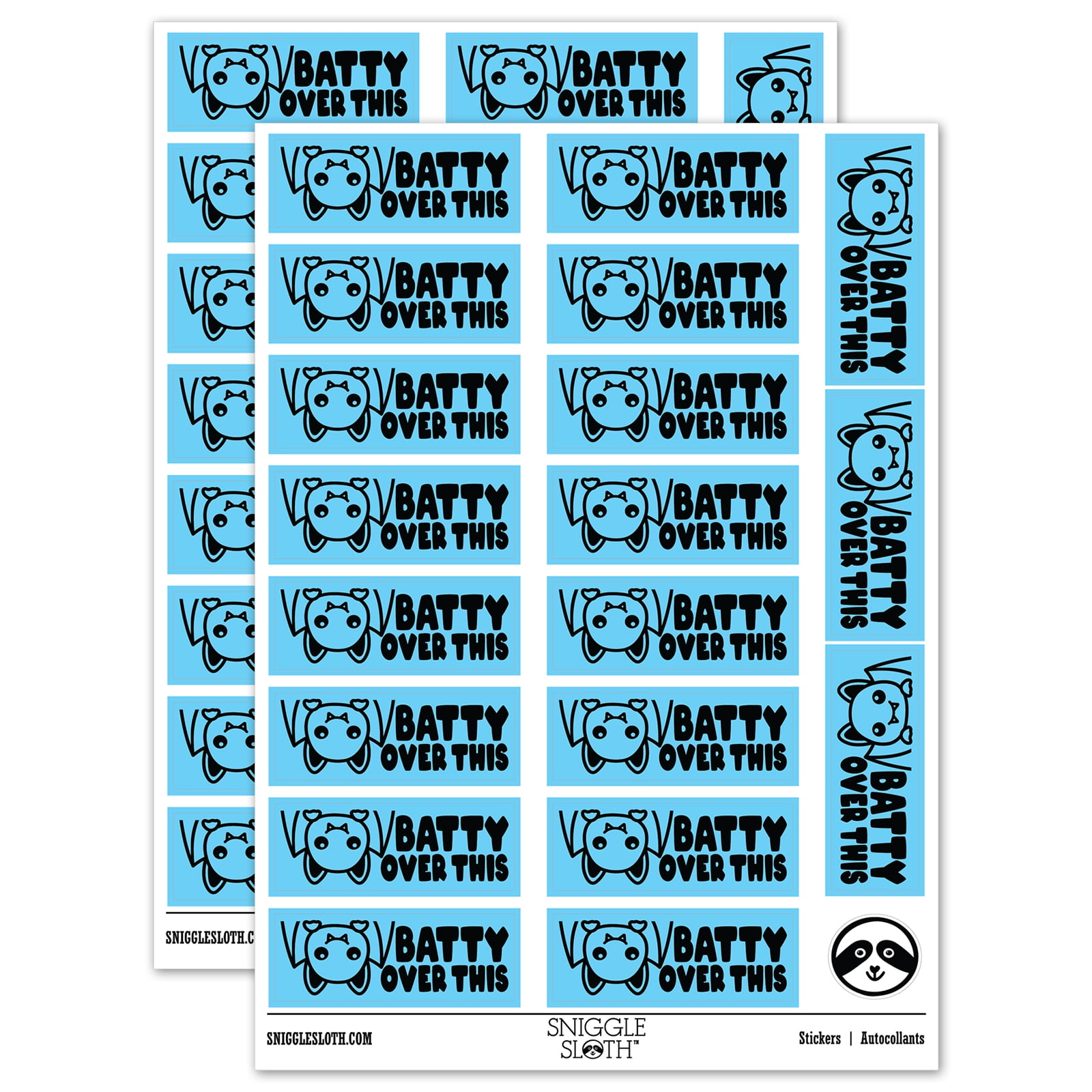 Batty Over This Bat Teacher Student School Sticker Set - Light Blue ...