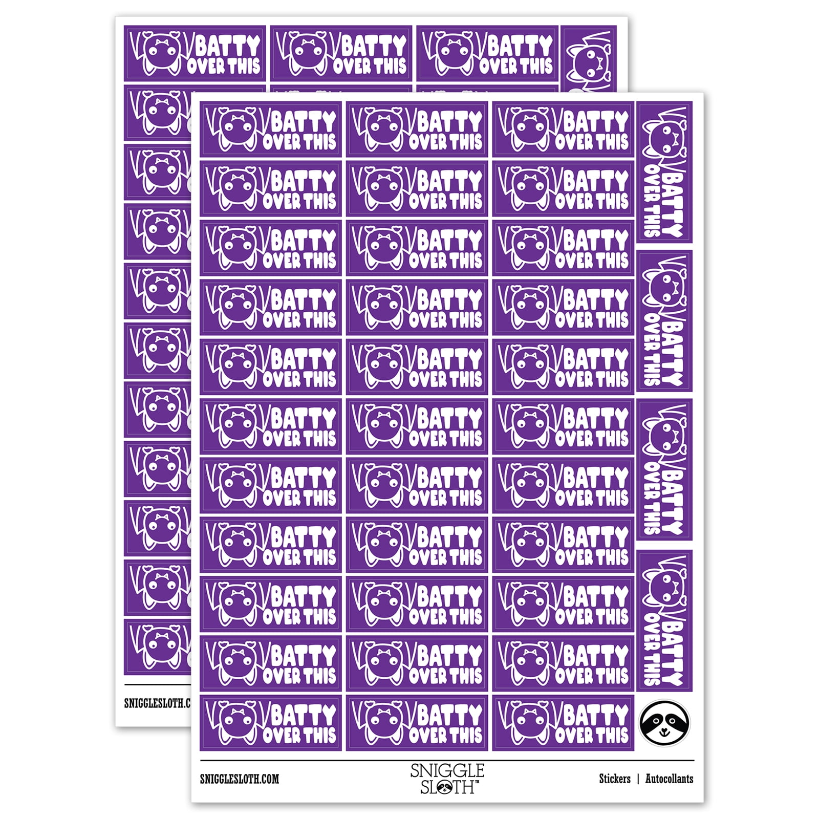 Batty Over This Bat Teacher Student School Sticker Set - Purple - Gloss ...