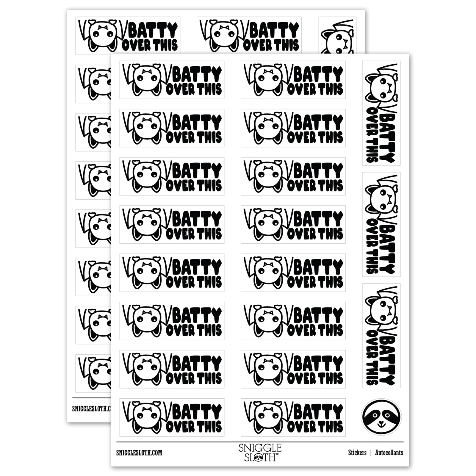 Batty Over This Bat Teacher Student School Sticker Set - White - Gloss ...