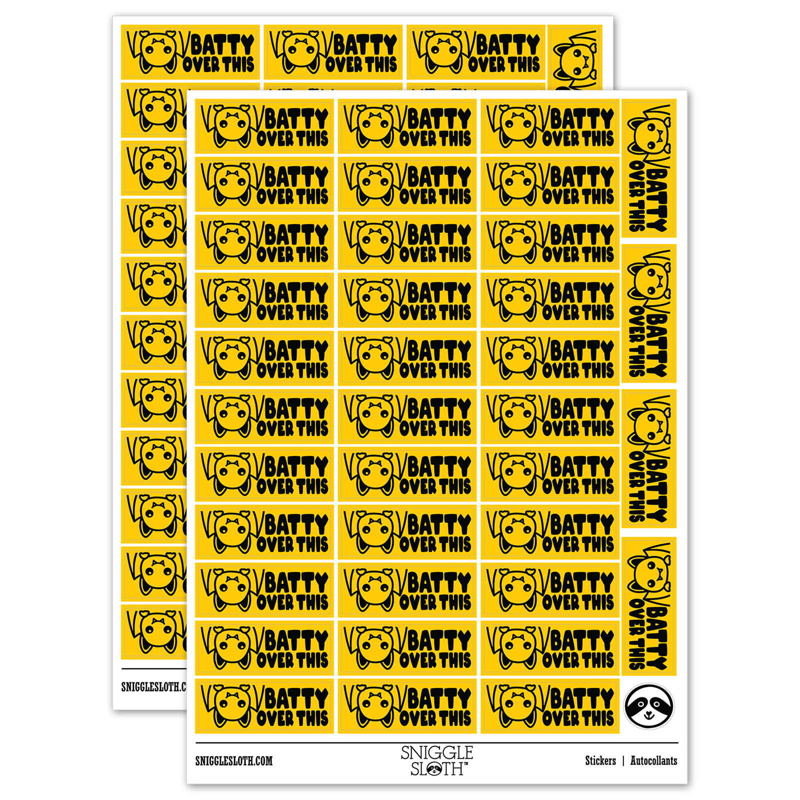 Batty Over This Bat Teacher Student School Sticker Set - Yellow - Gloss ...