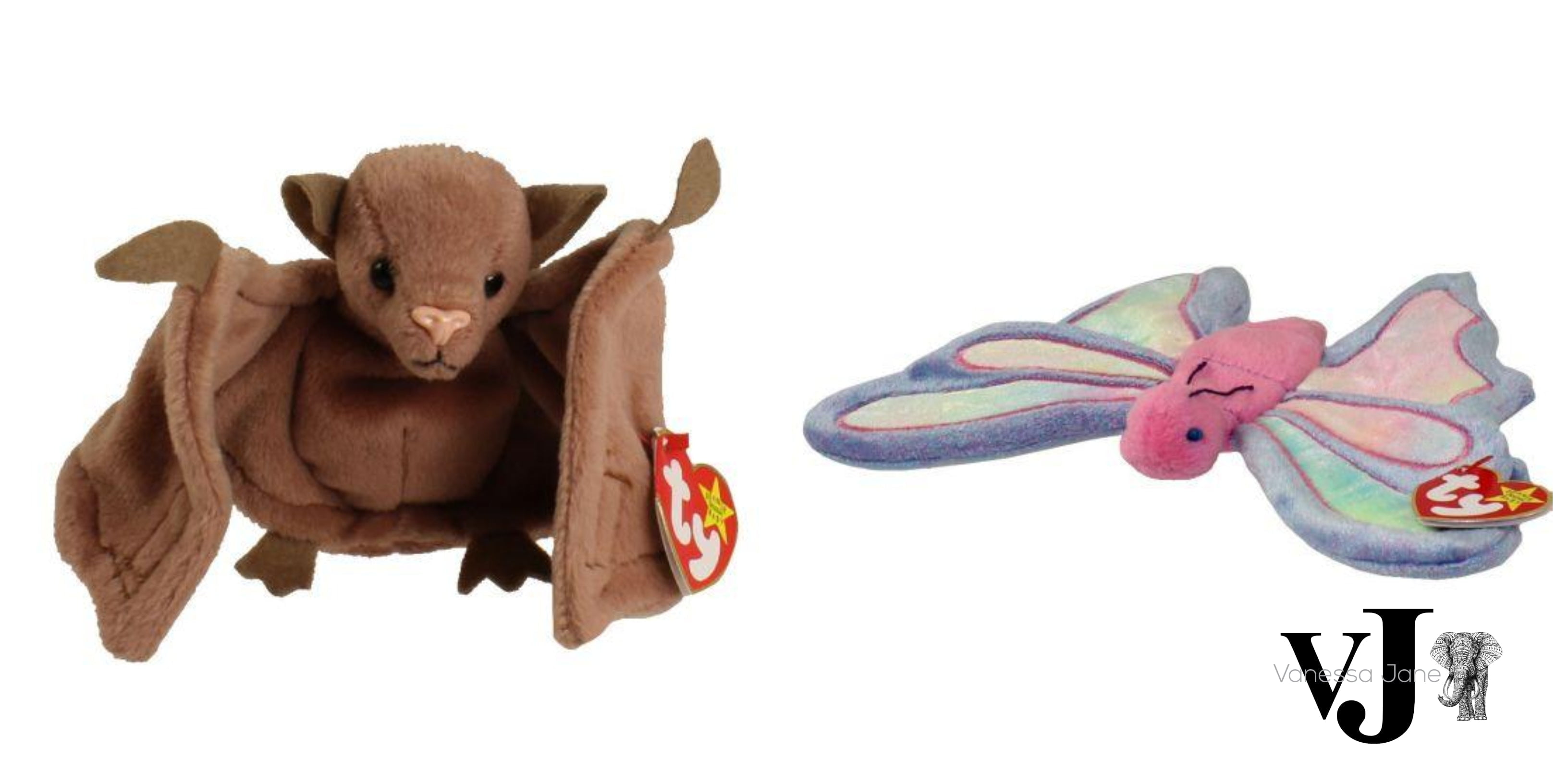 Ty Beanie Babies: Batty the Bat Stuffed Animal Plush Toy (Brown, Pink ...