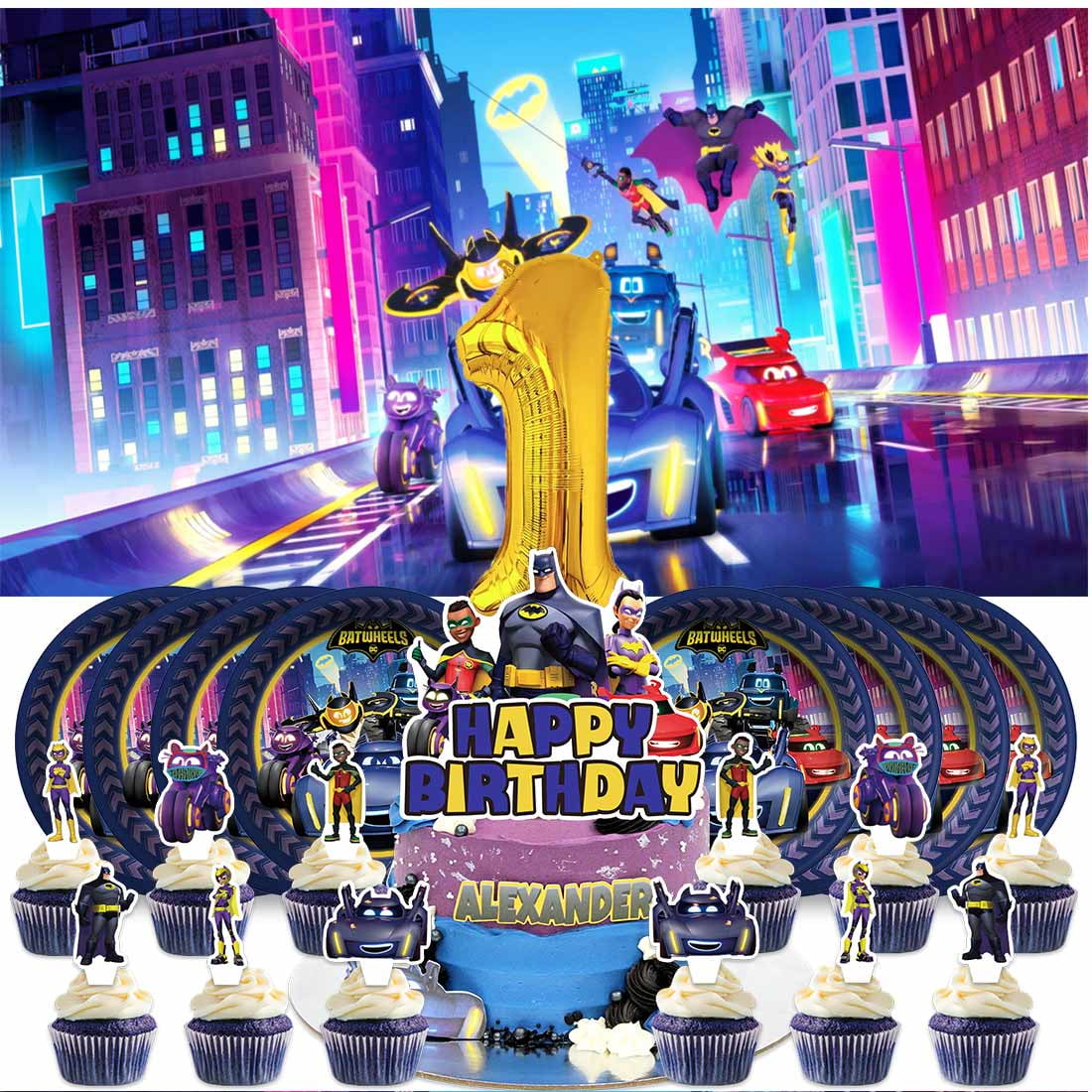 Batwheels Balloons Party Supplies 1st Decor Tableware Birthday Cake ...
